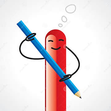 A Cartoon Scribbling Something with the Pencil Stock Vector ...