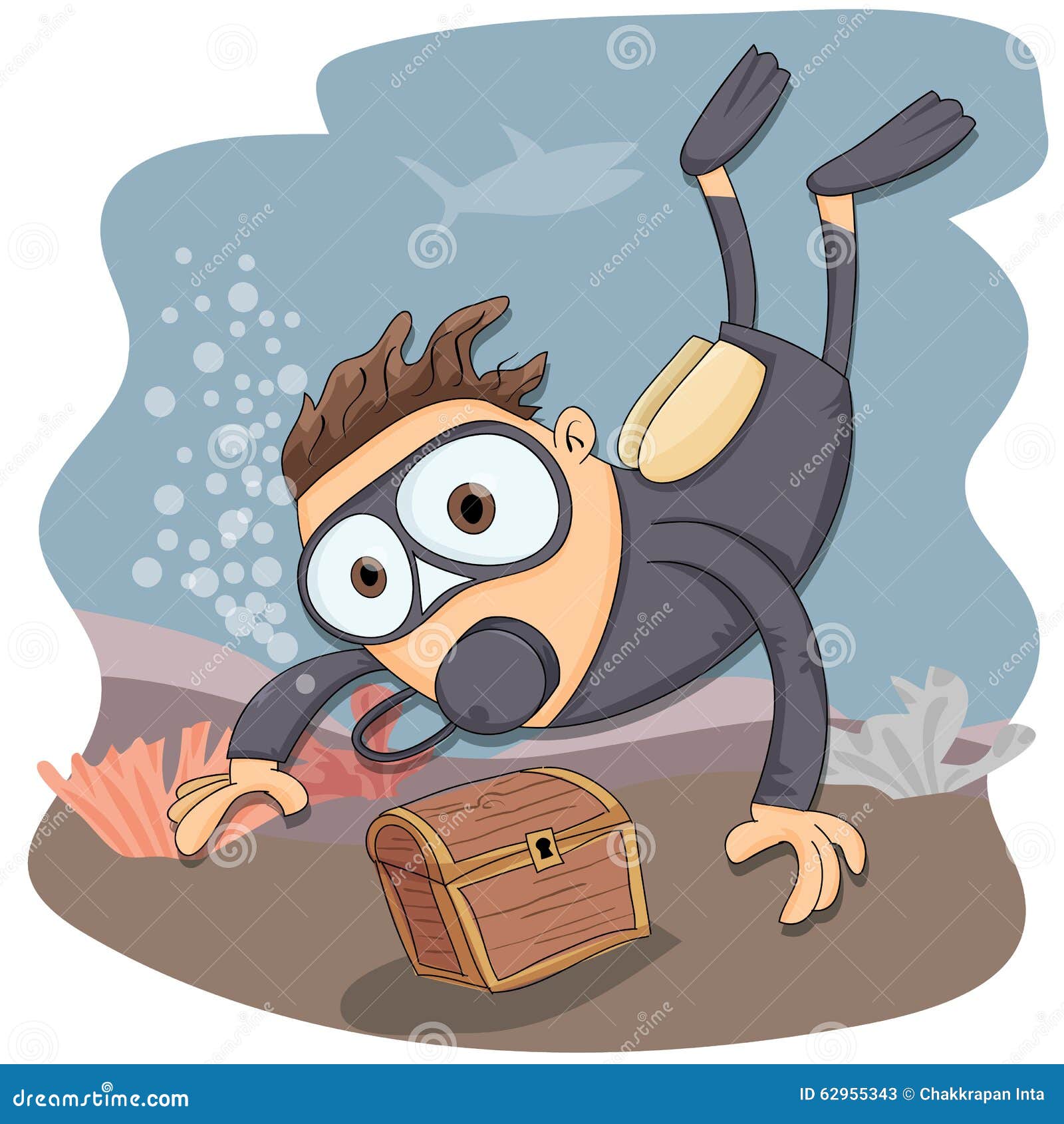 Cartoon scuba diving stock vector. Illustration of cartoon - 62955343