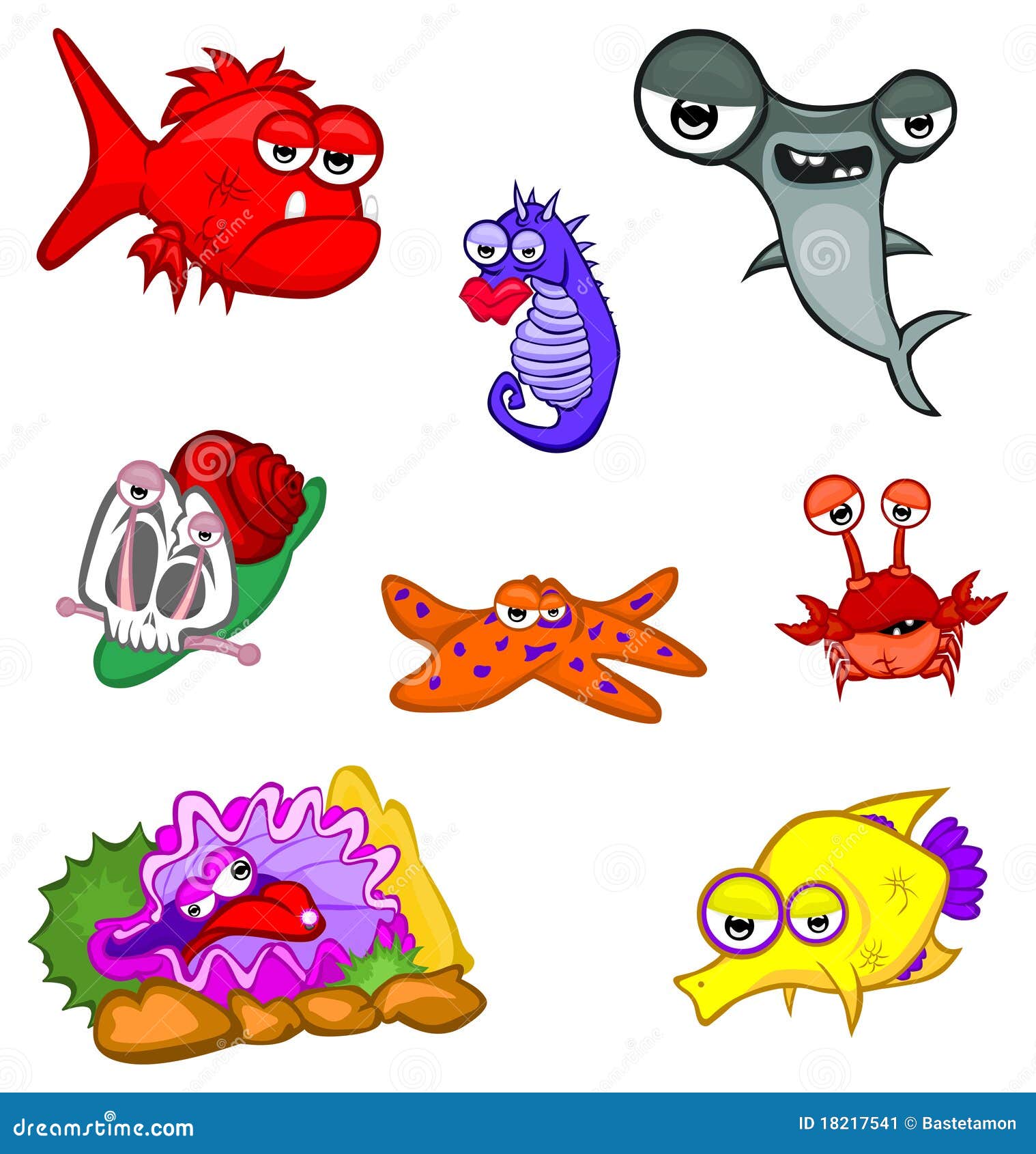 Cartoon sea animals stock vector. Illustration of plant - 18217541