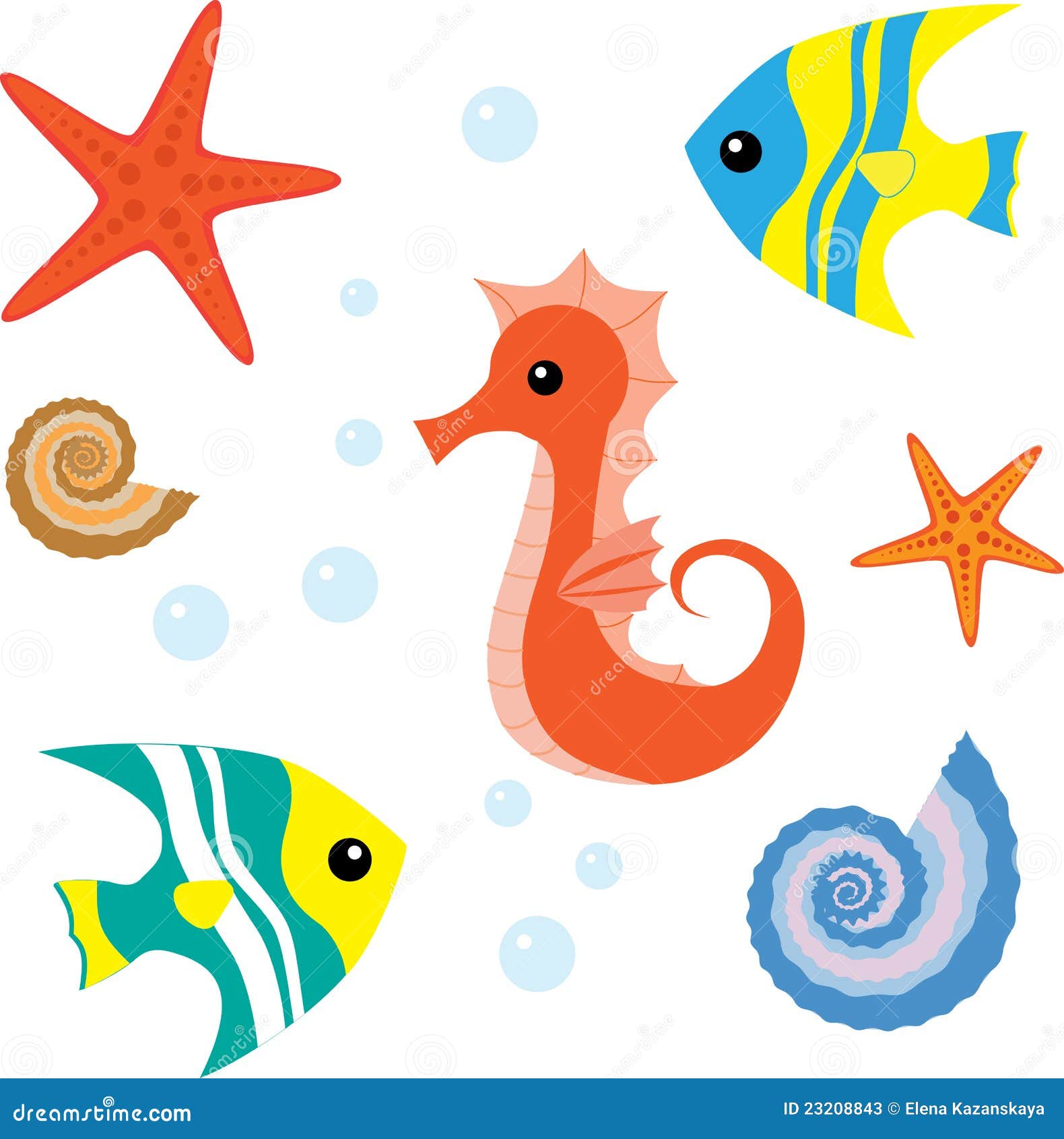 Cartoon sea life set 1 stock vector. Illustration of background - 23208843
