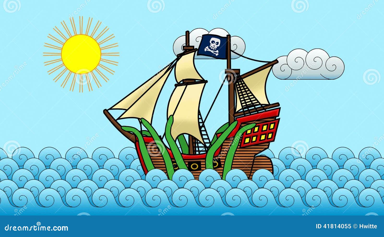 Cartoon Sea Monster Attack stock video. Video of attacks - 41814055