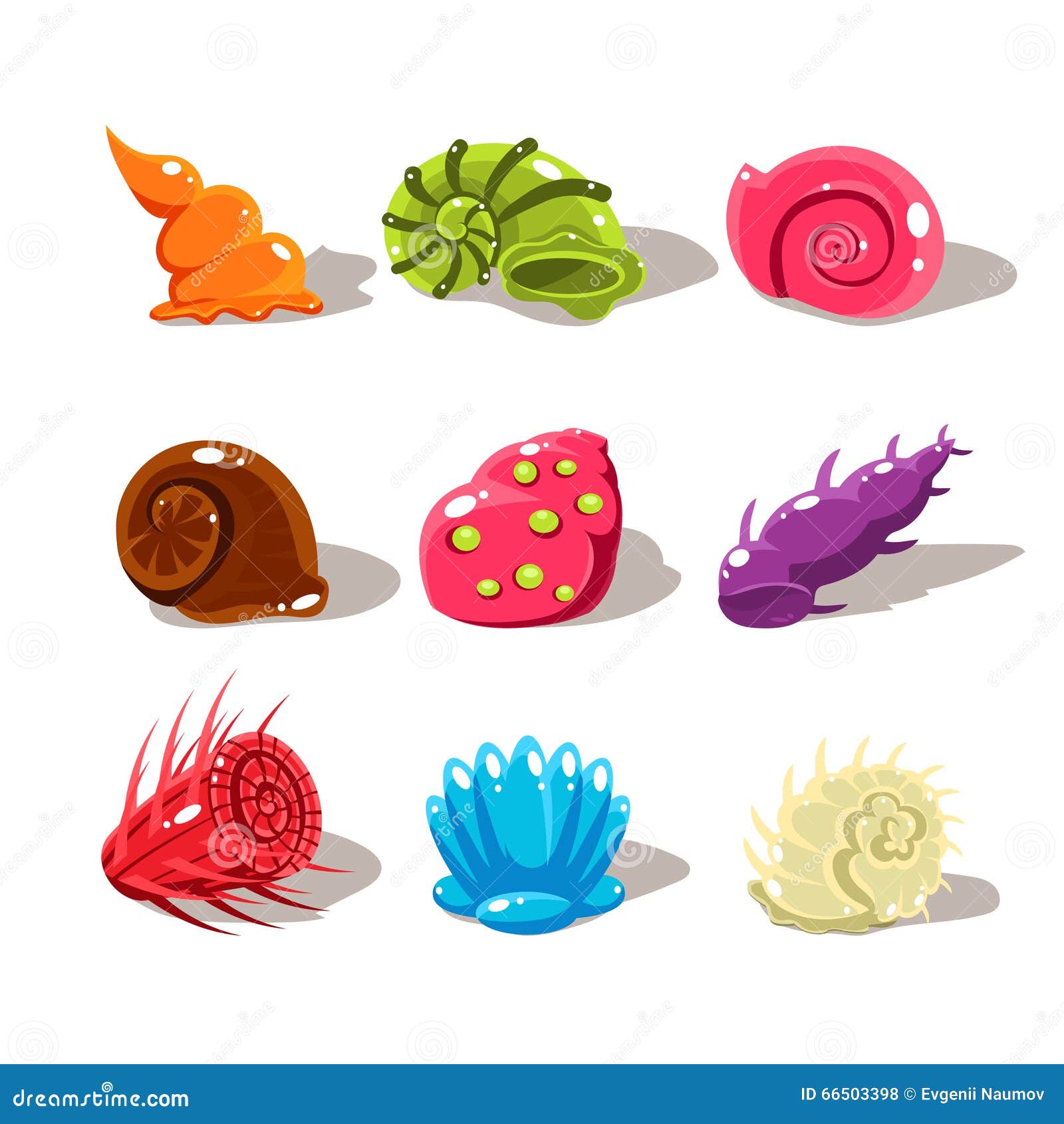 Cartoon Sea Shells. Vector Illustration Set Stock Vector - Illustration ...