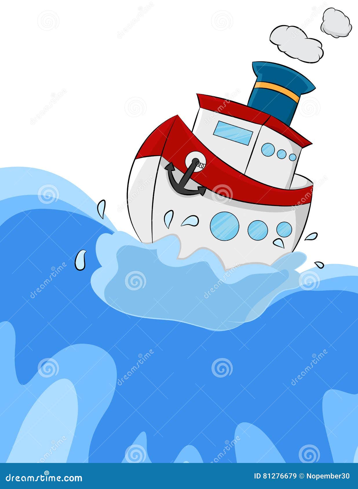 Cartoon Sea Ship And Wave | CartoonDealer.com #81276679
