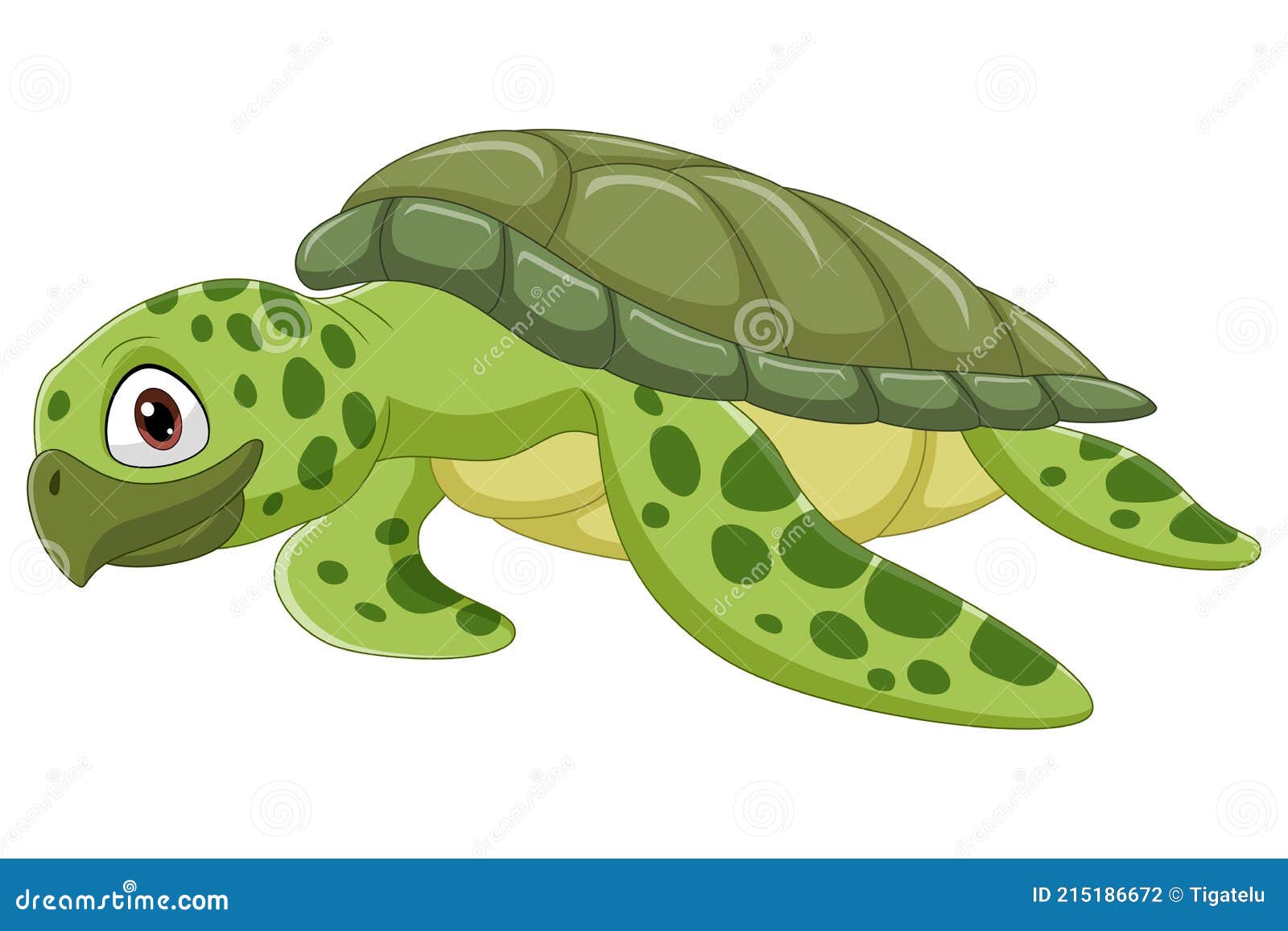 Cartoon Sea Turtle on White Background Stock Vector - Illustration of ...