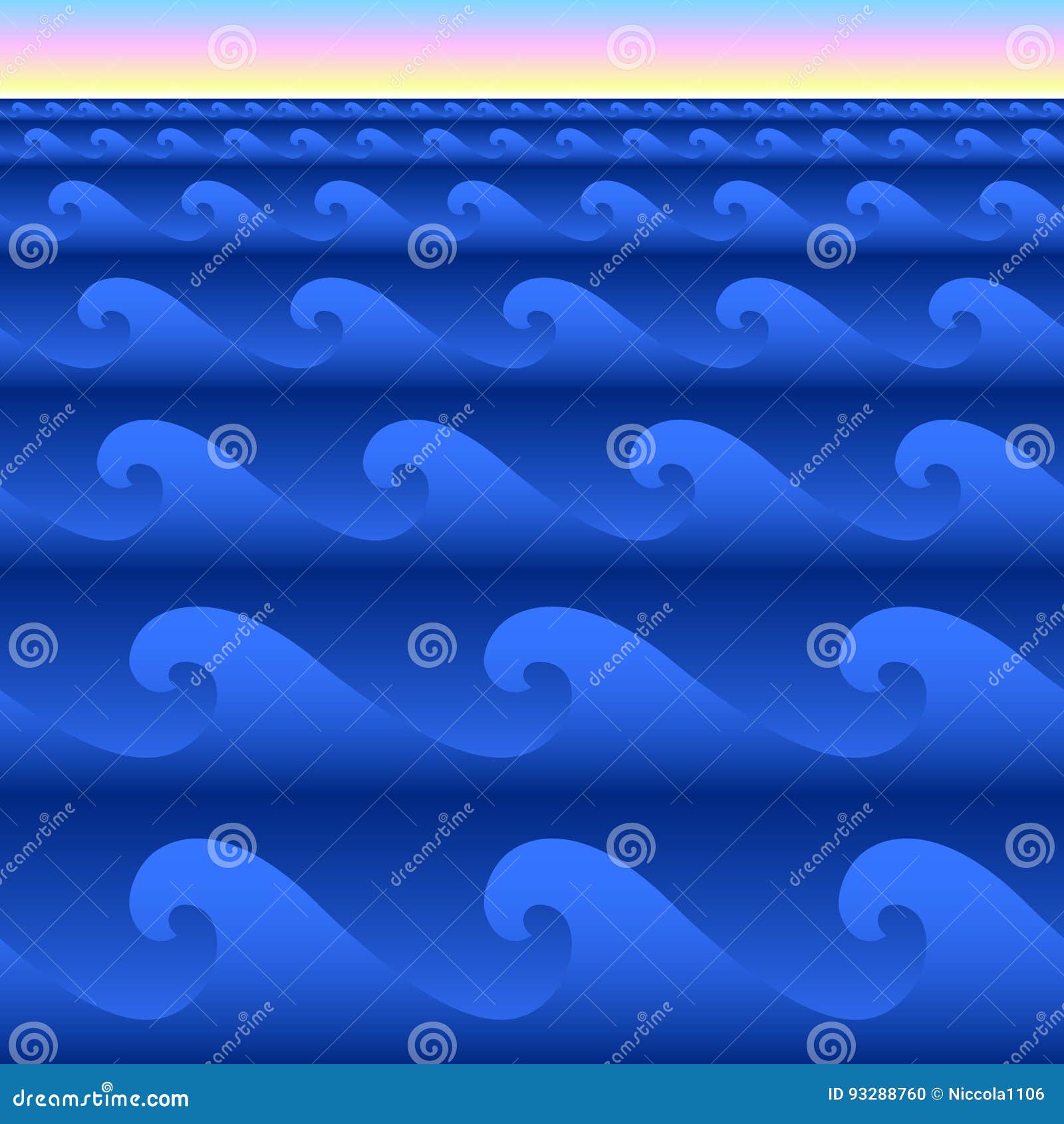 Cartoon Sea Waves Background Stock Vector - Illustration of retro ...