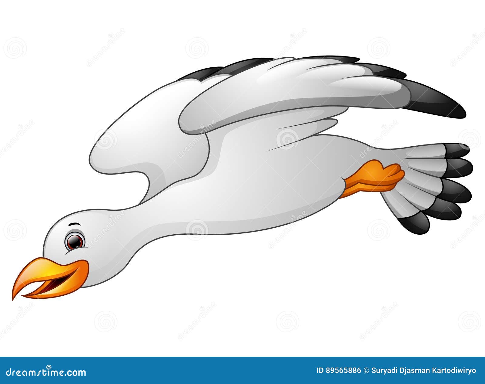 Cartoon Seagulls With Different Poses And Emotions Set, Cute Comic Bird ...