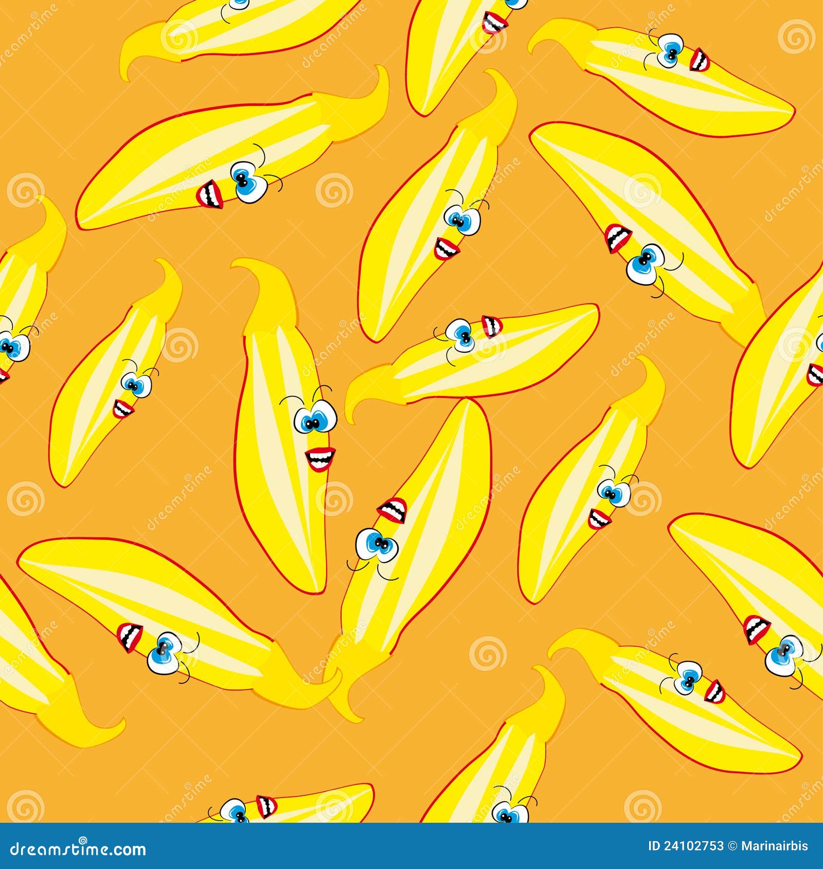 Cartoon Seamless with Animated Bananas Stock Vector - Illustration of ...