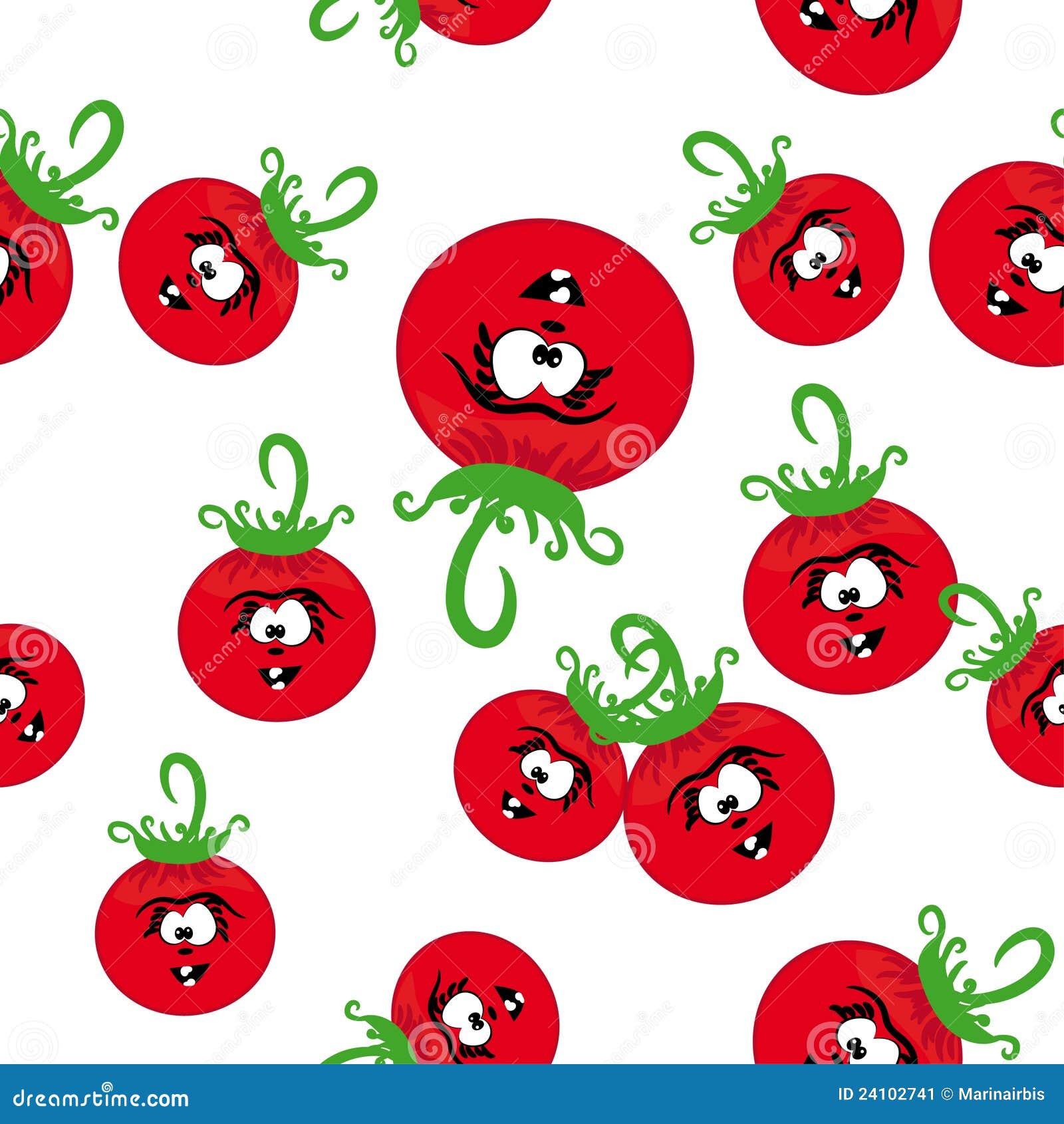 Cartoon Seamless With Animated Tomato Stock Vector - Image: 24102741