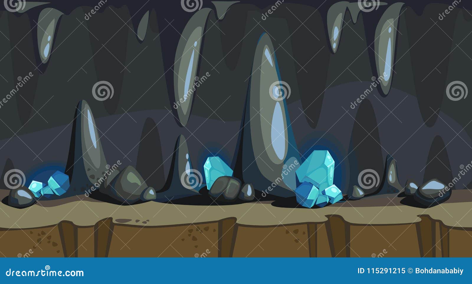 Cartoon Seamless Background of the Dark Cave Stock Vector ...