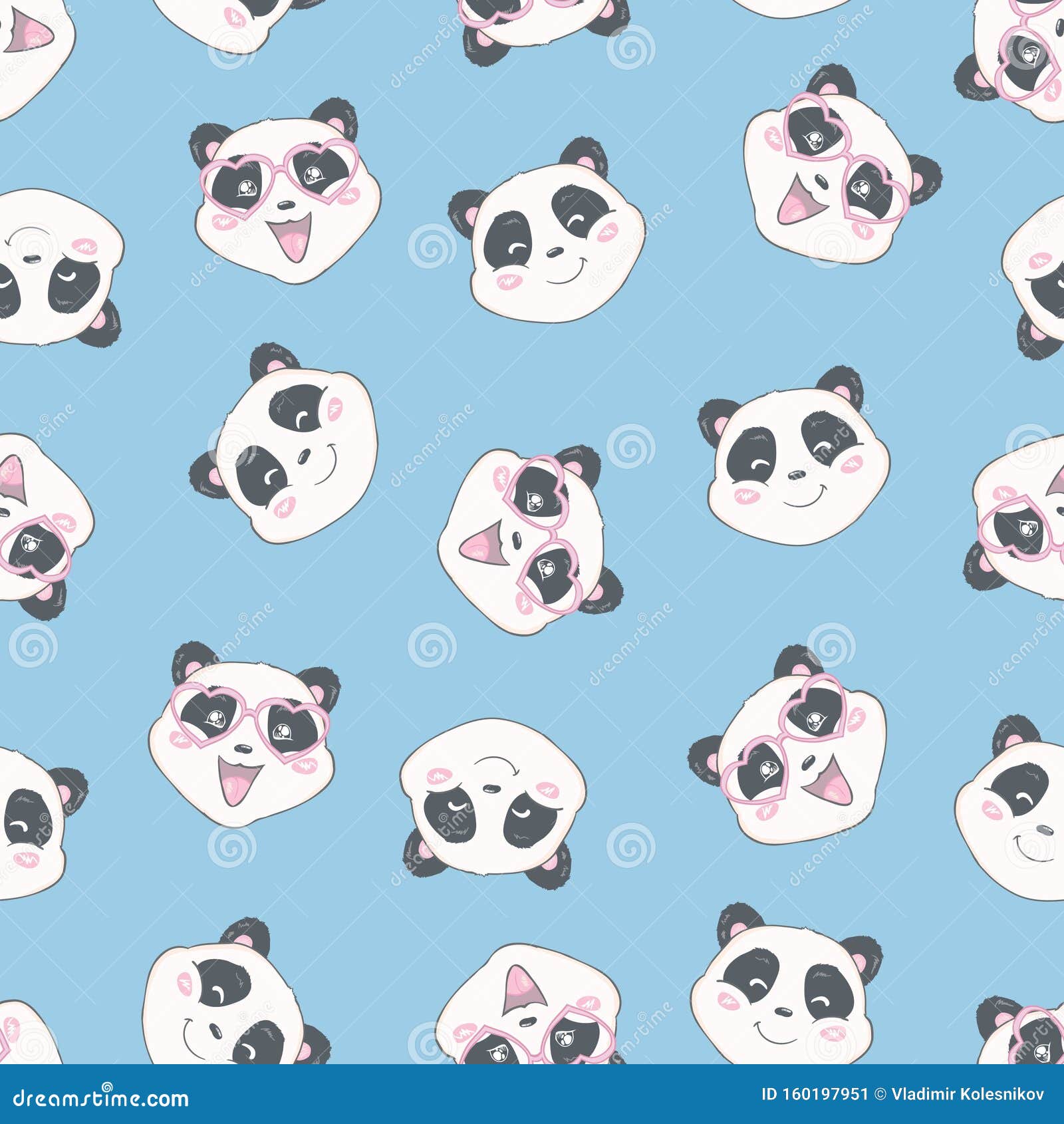 Cartoon Seamless Panda Pattern Stock Vector - Illustration of children ...