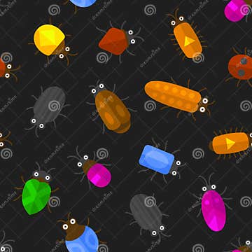 Cartoon Seamless Insects Background. Bugs Pattern Stock Vector ...