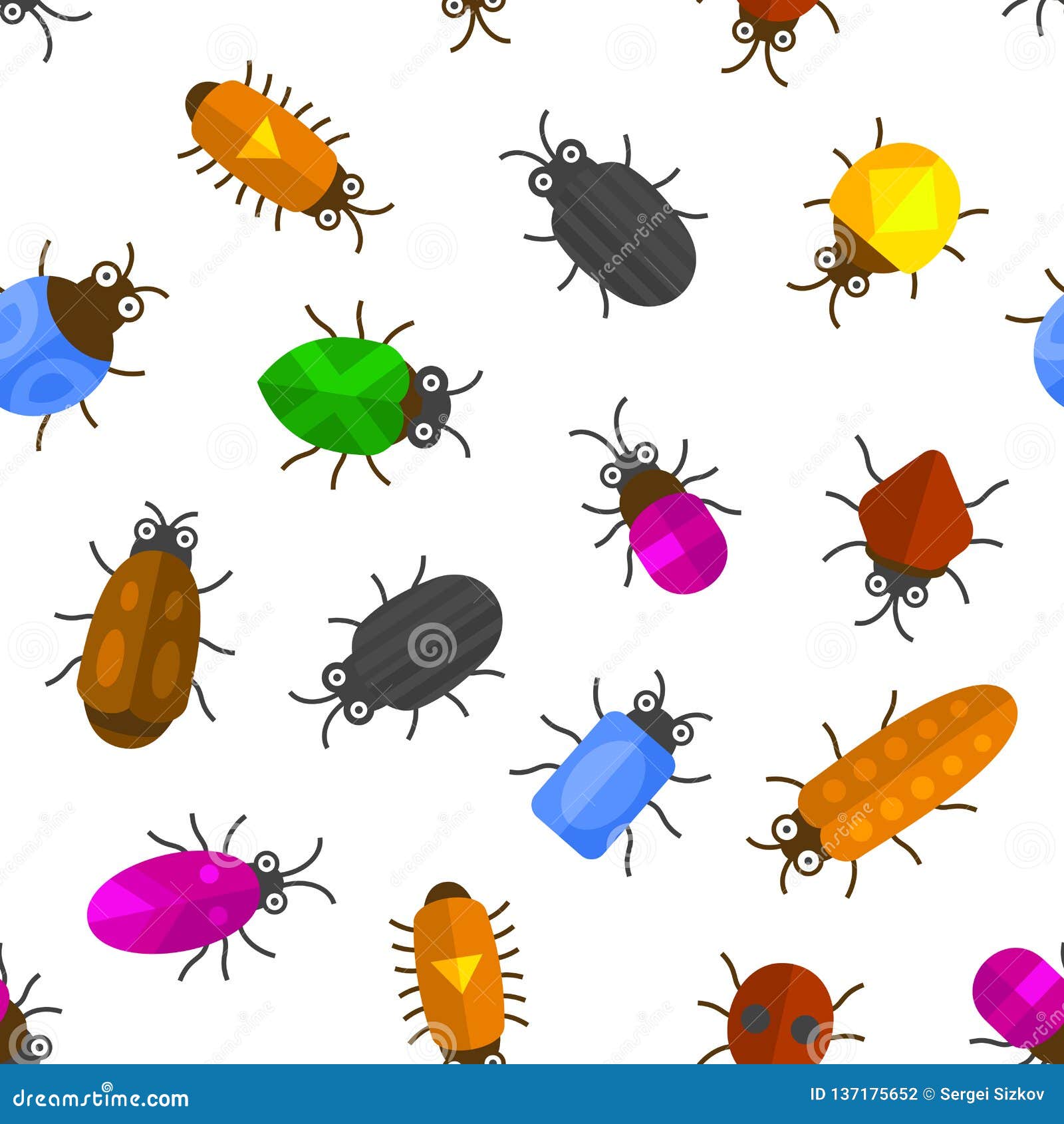 Cartoon Seamless Insects Background. Bugs Pattern Stock Vector ...