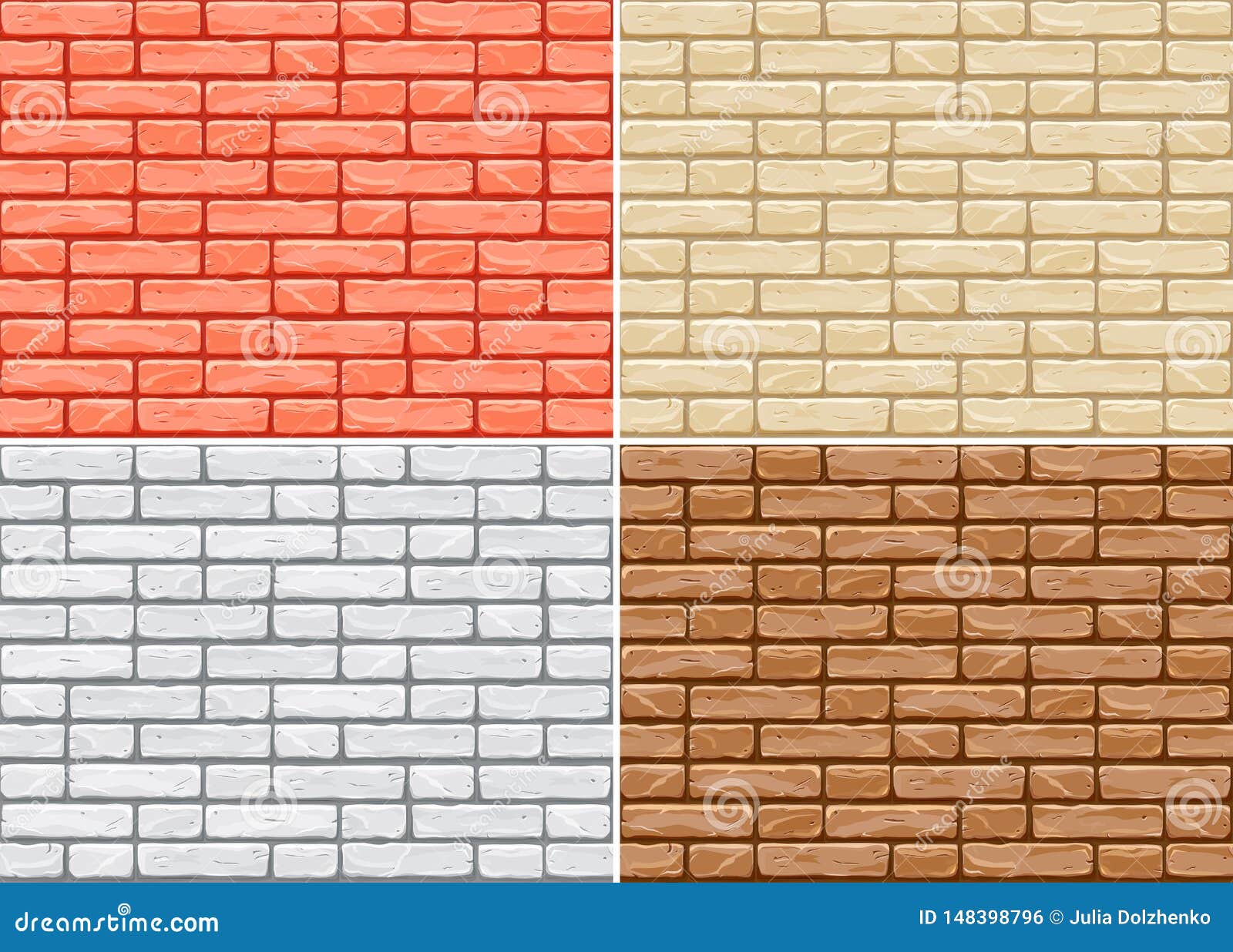 Vector Set of Cartoon Brick Wall Stock Vector - Illustration of decor ...