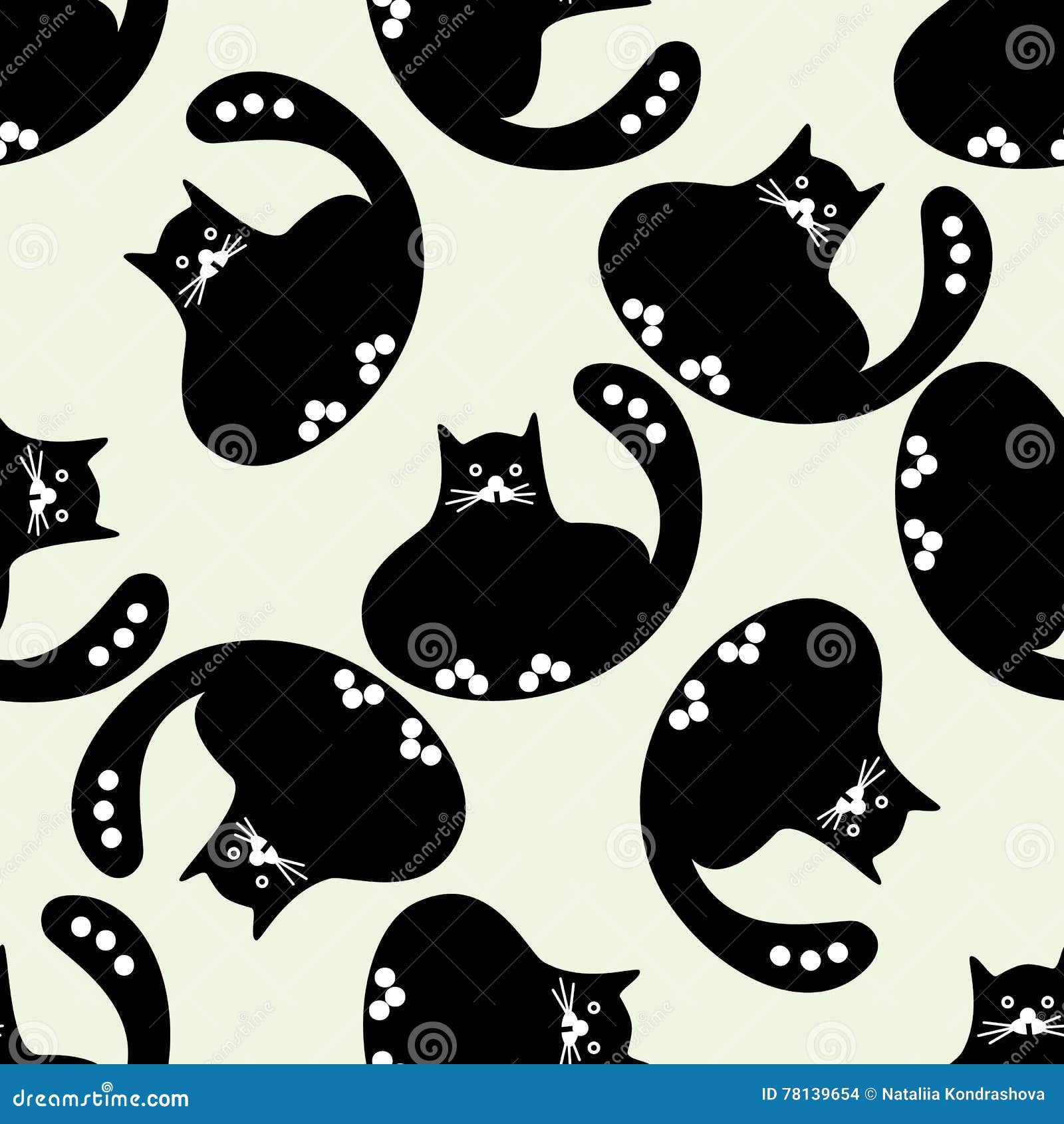 Cartoon Seamless Pattern with Cats Stock Vector - Illustration of ...