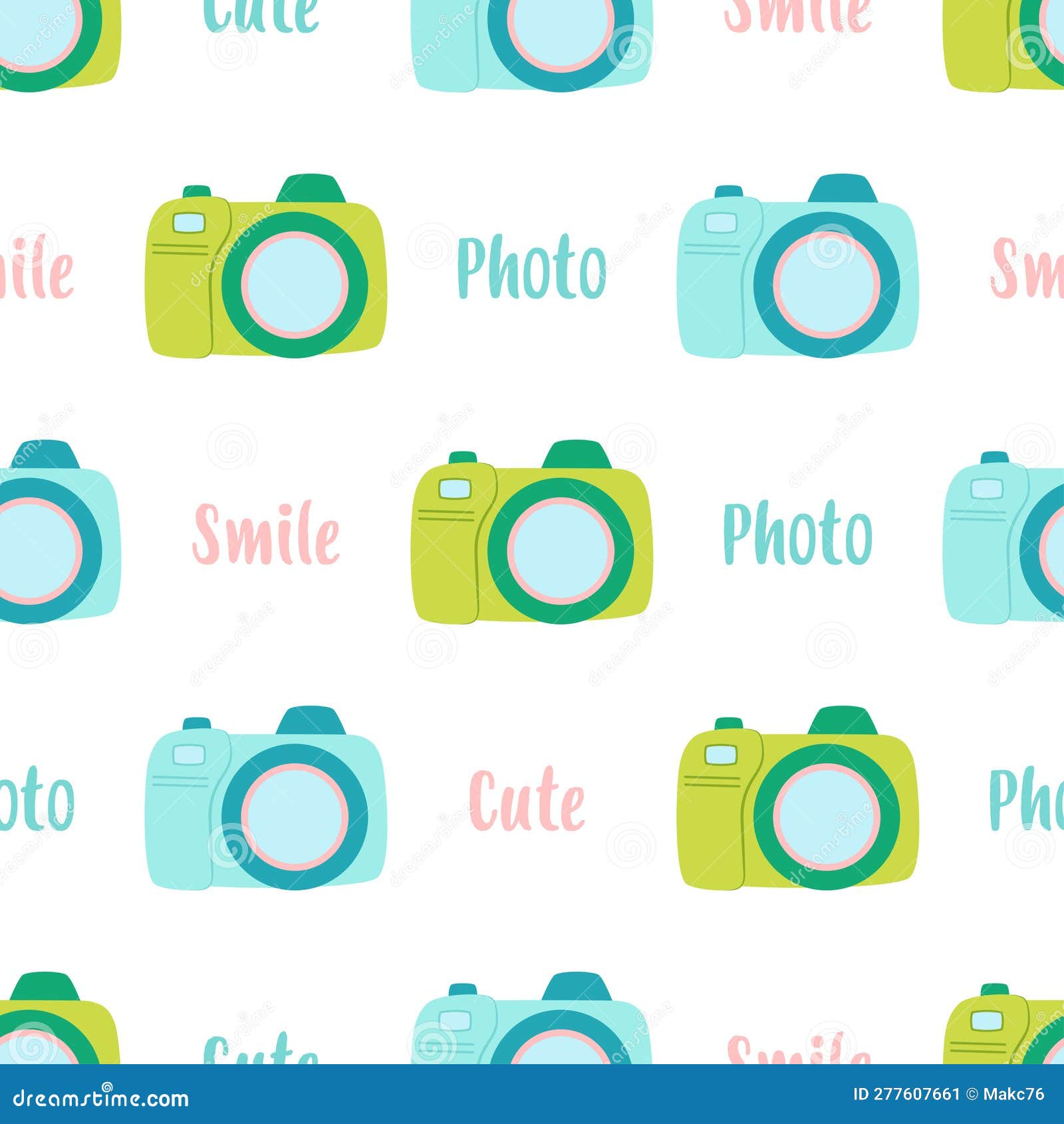 Cartoon Seamless Pattern with Colored Photo Camera Stock Vector ...