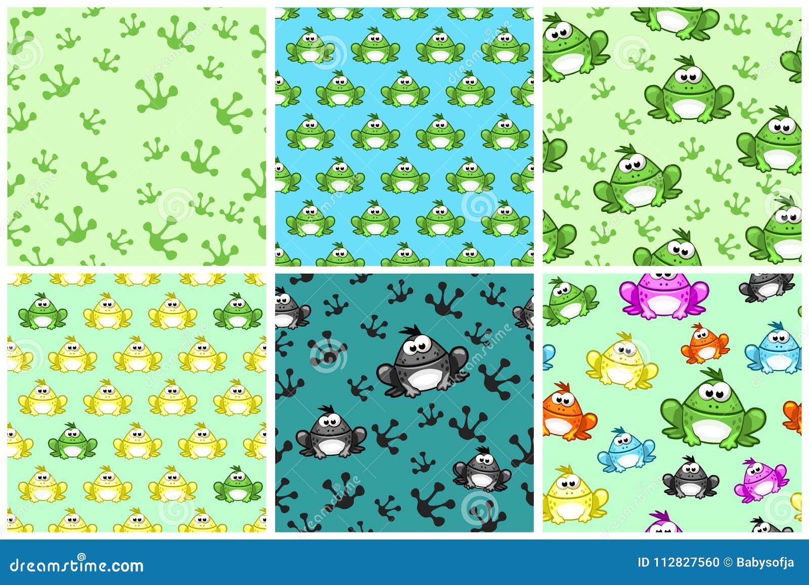Cartoon Seamless Pattern from Frogs. Different Colored Toads Stock ...