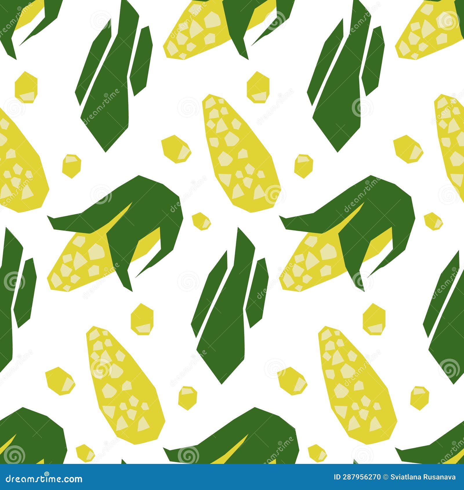 Cartoon Seamless Pattern of Geometric Corn on a White Background ...