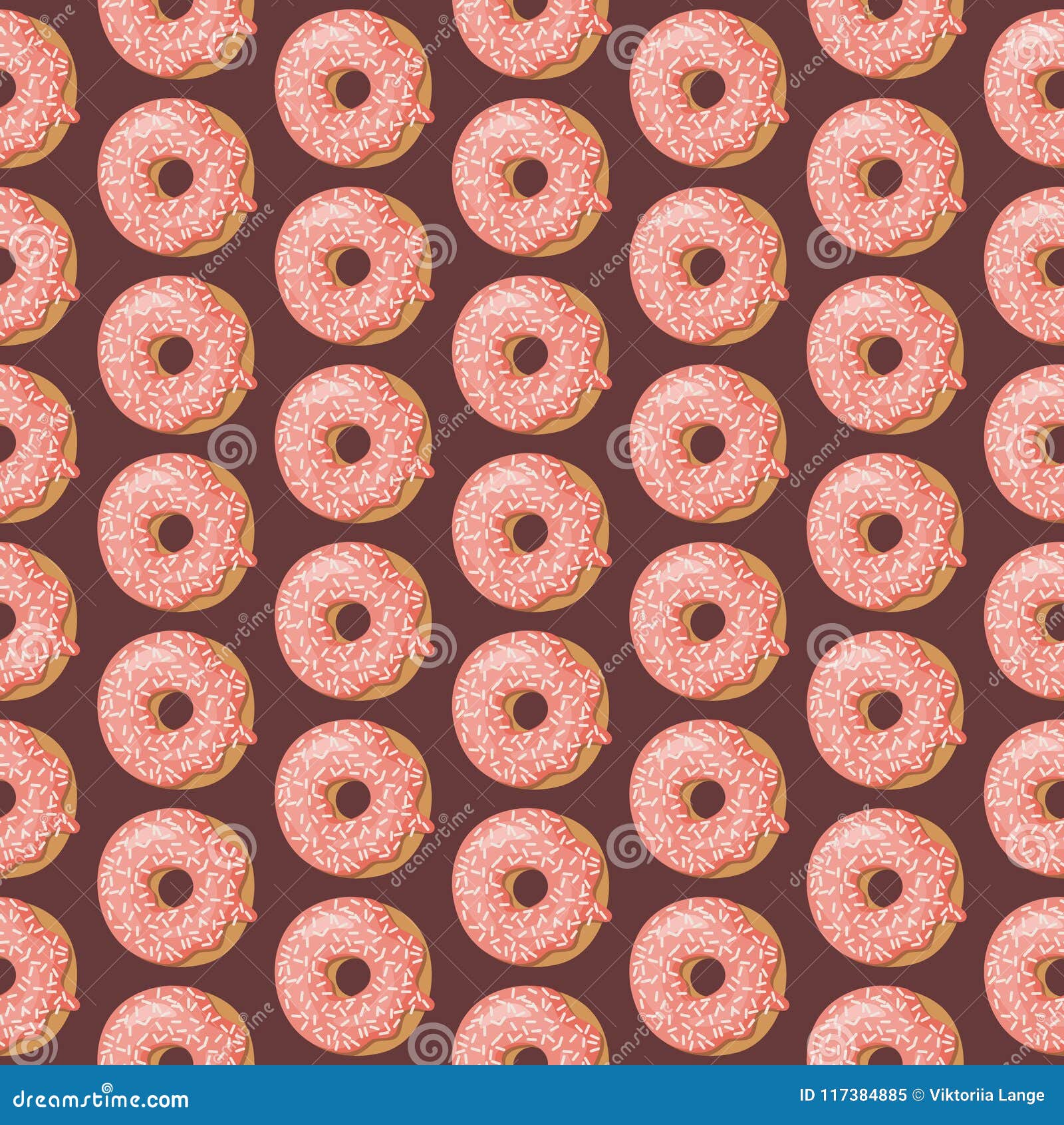 Cartoon Seamless Pattern with Glazed Donuts. Stock Vector ...