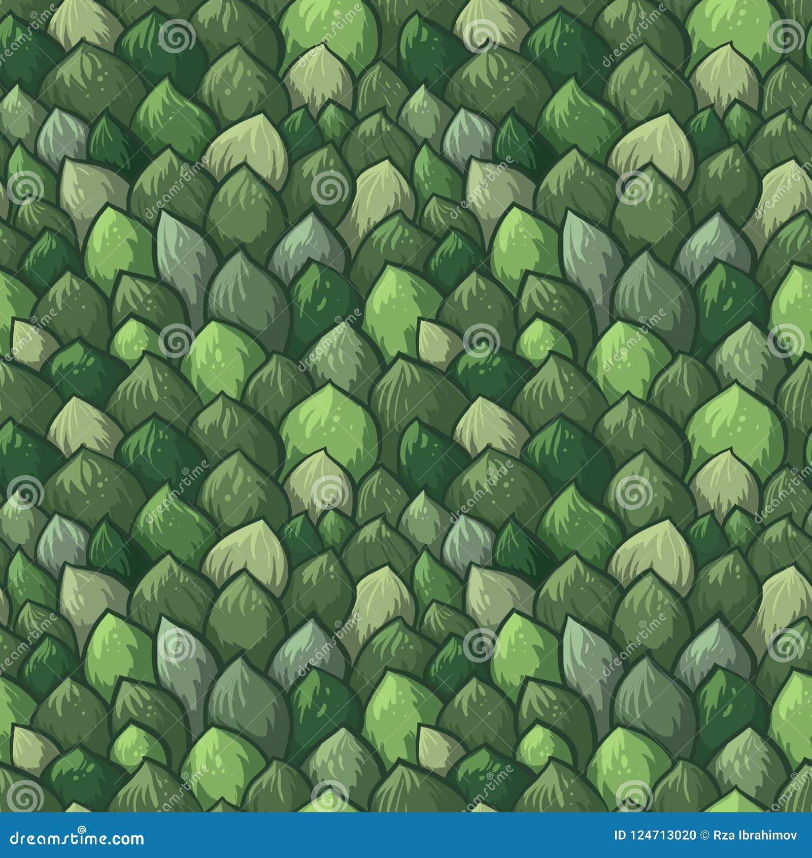 Cartoon Seamless Pattern of Leaves, Plants Stock Illustration ...