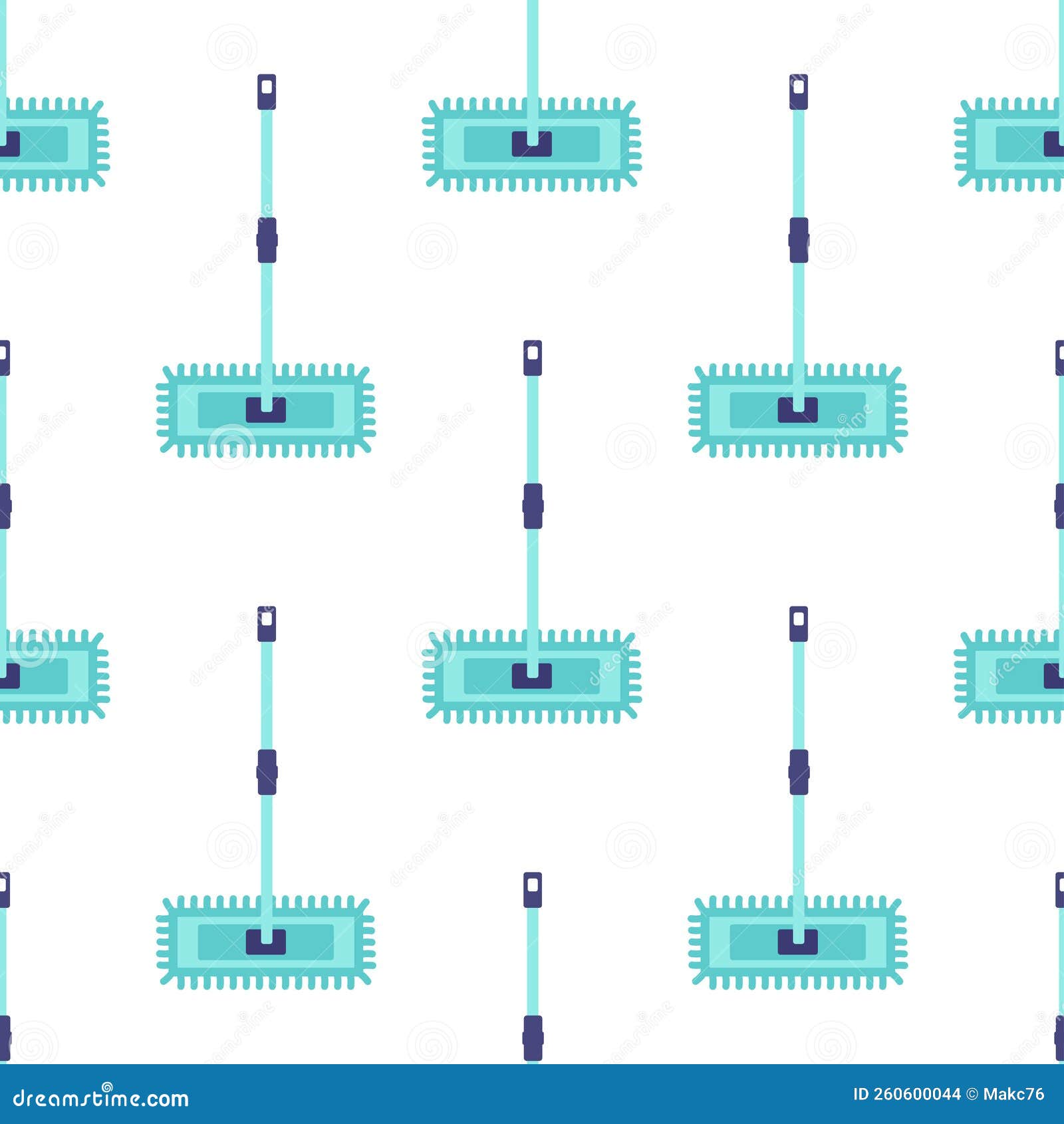 Cartoon Seamless Pattern of Mop on White Stock Vector - Illustration of ...
