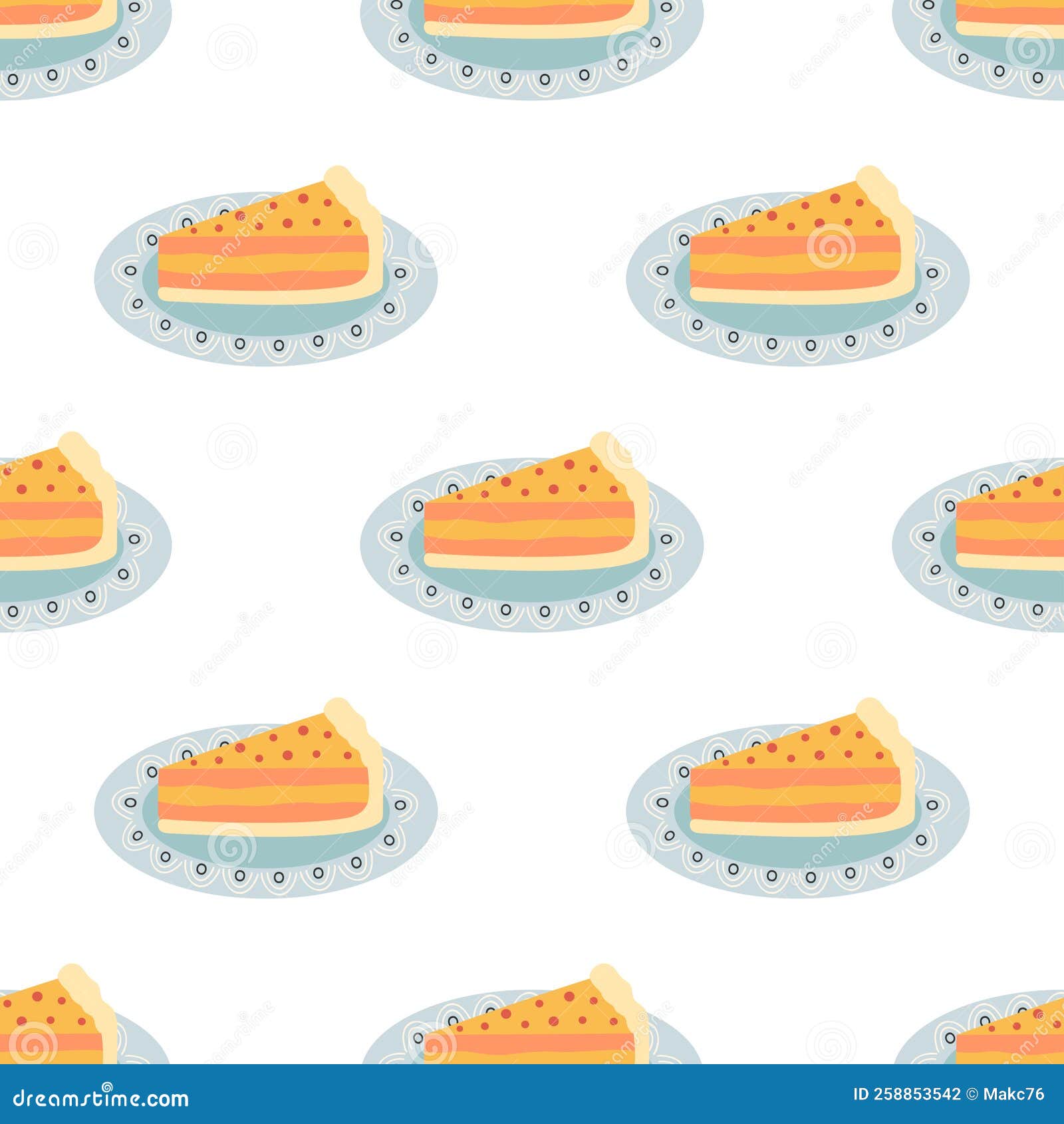 Cartoon Seamless Pattern with Piece of Pumpkin Pie Stock Vector - Illustration of holiday ...