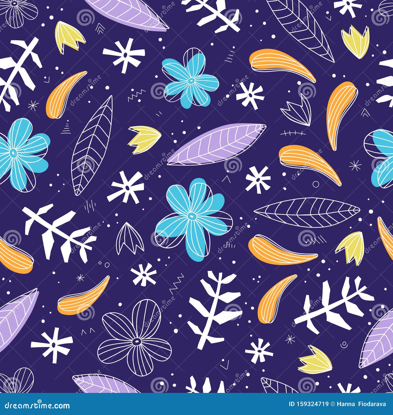 Cartoon Seamless Pattern. Vector with Stylized Colorful Flowers ...