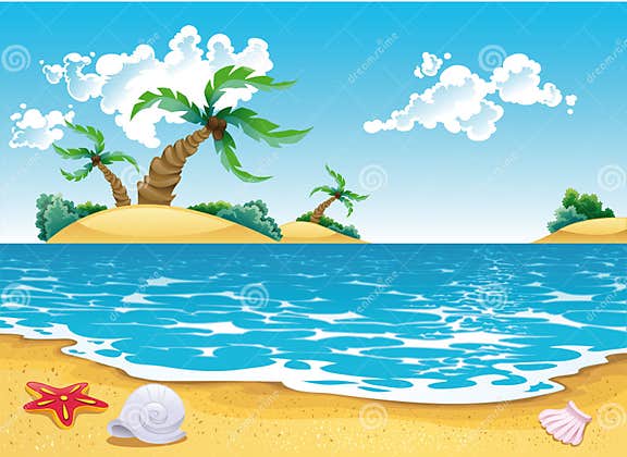 Cartoon seascape stock vector. Illustration of horizon - 9743311