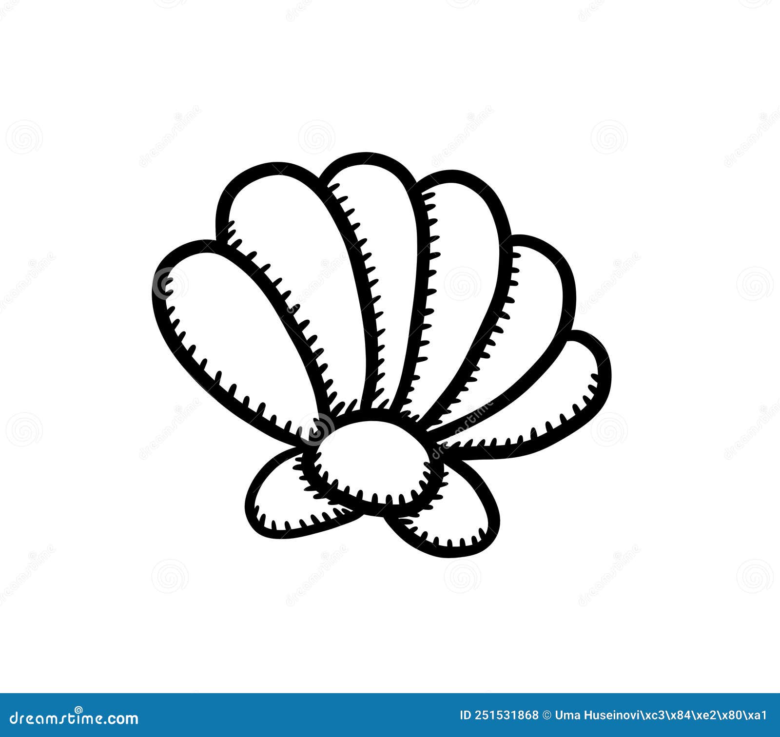 Seashell Doodle Isolated On White Background. Hand Drawn Outline ...