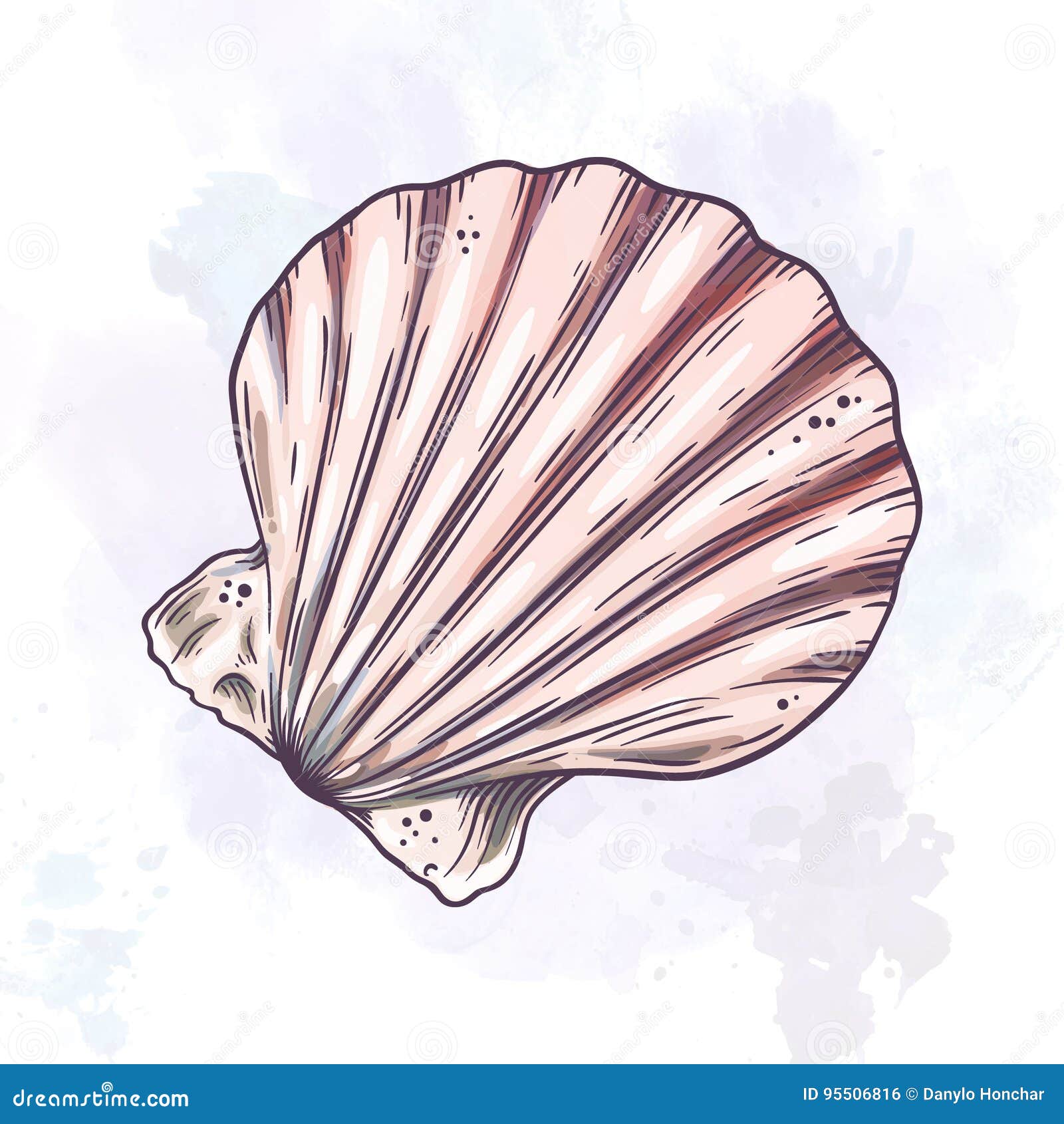 Cartoon Seashell With A Pearl. Seashell. Vector Illustration Of A Clam ...