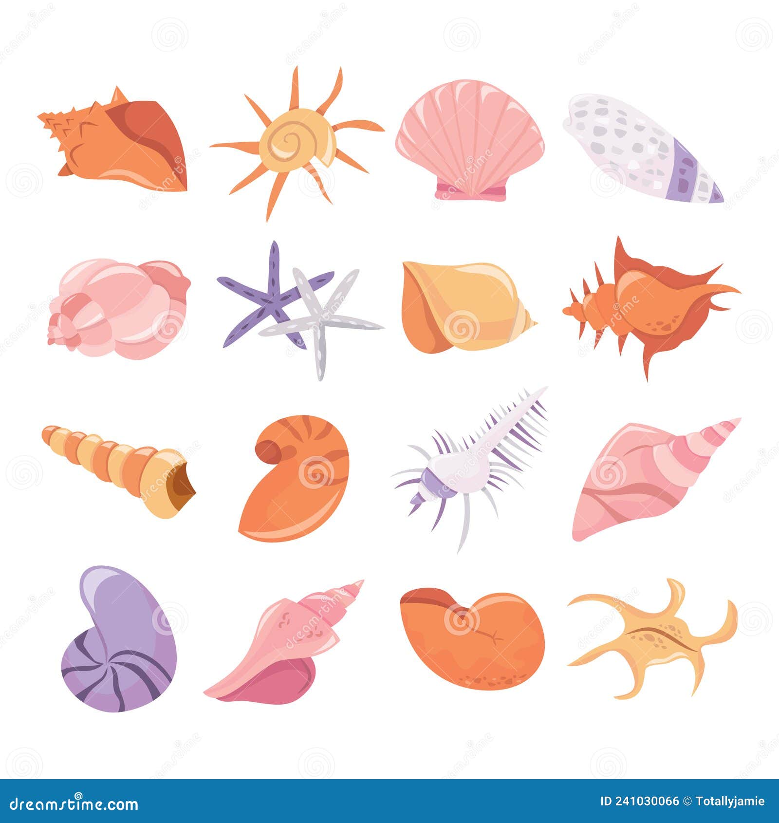 Cartoon Seashell Set stock vector. Illustration of vector - 241030066