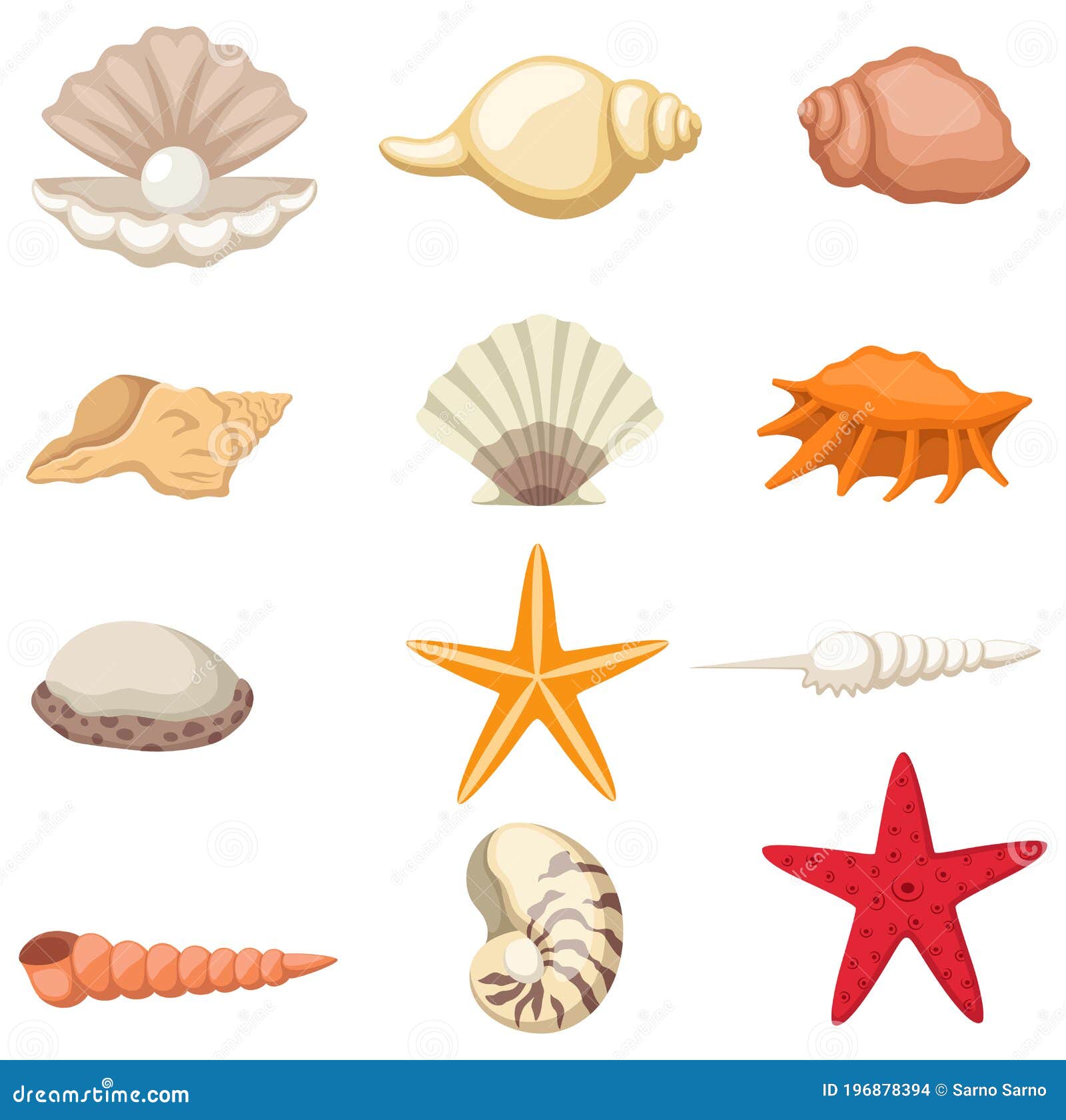 Cartoon Seashells Collection Stock Vector - Illustration of shell ...