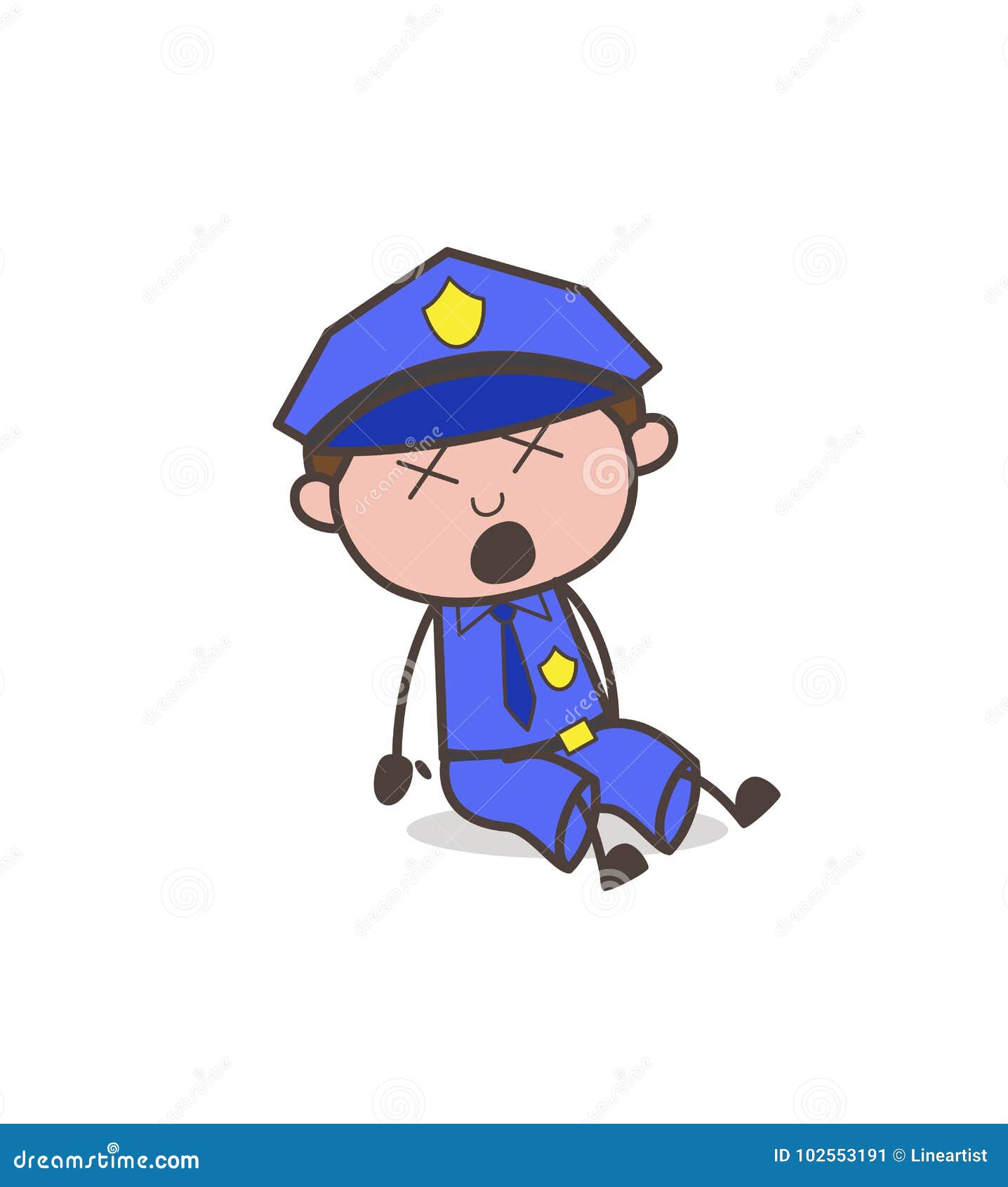 Cartoon Security-Guard Dizzy Face Expression Stock Illustration ...