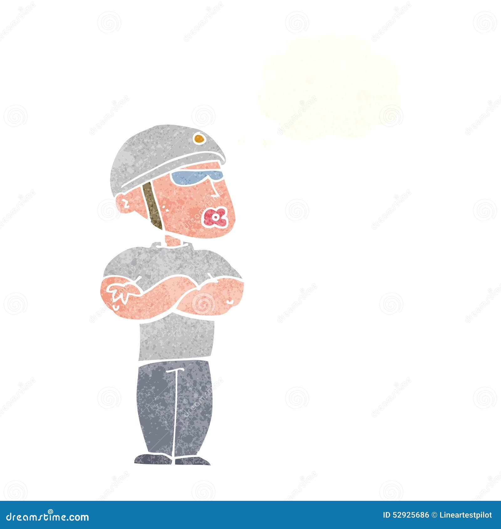 Cartoon Security Guard with Thought Bubble Stock Illustration ...