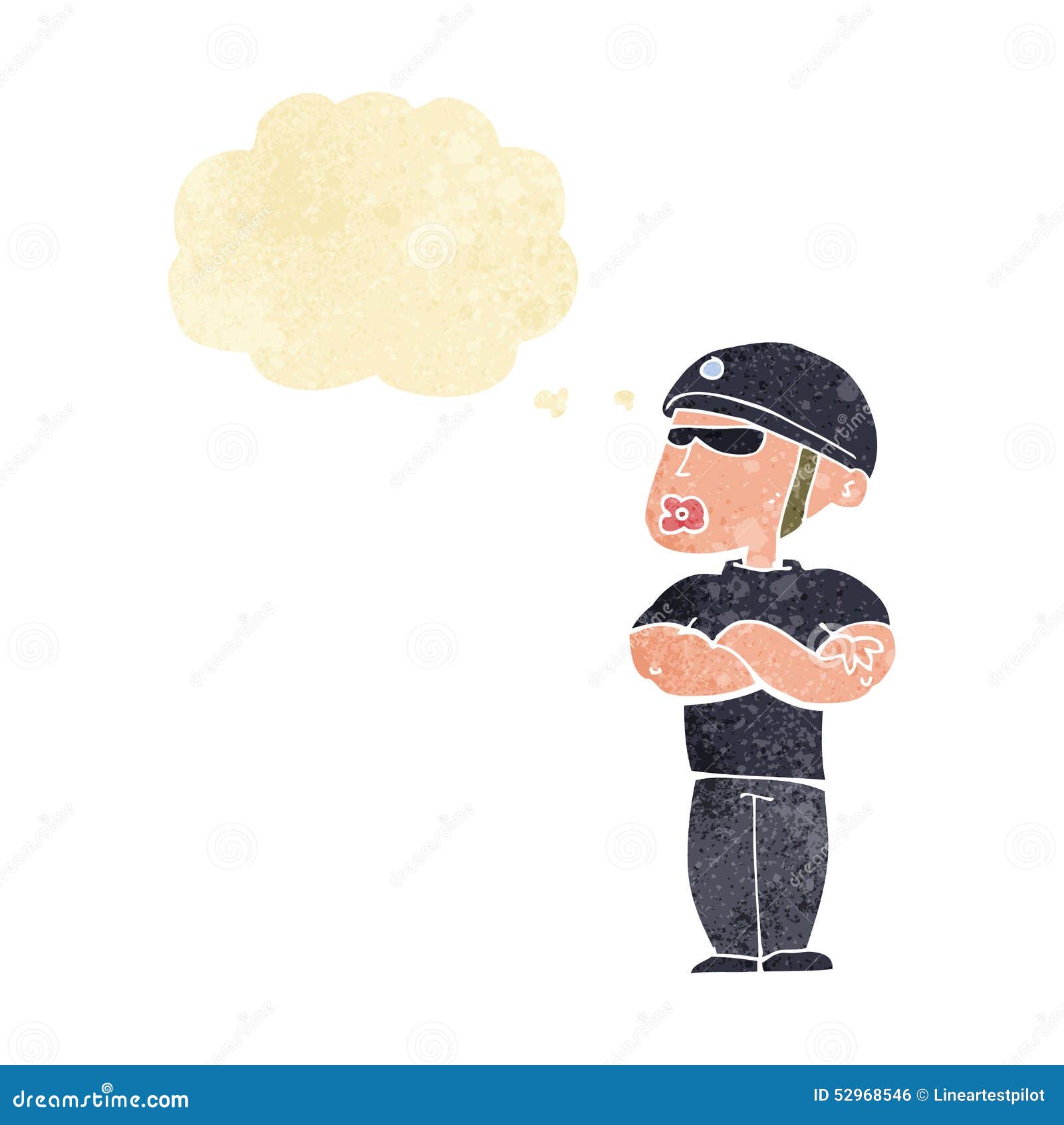 Cartoon Security Guard with Thought Bubble Stock Illustration ...