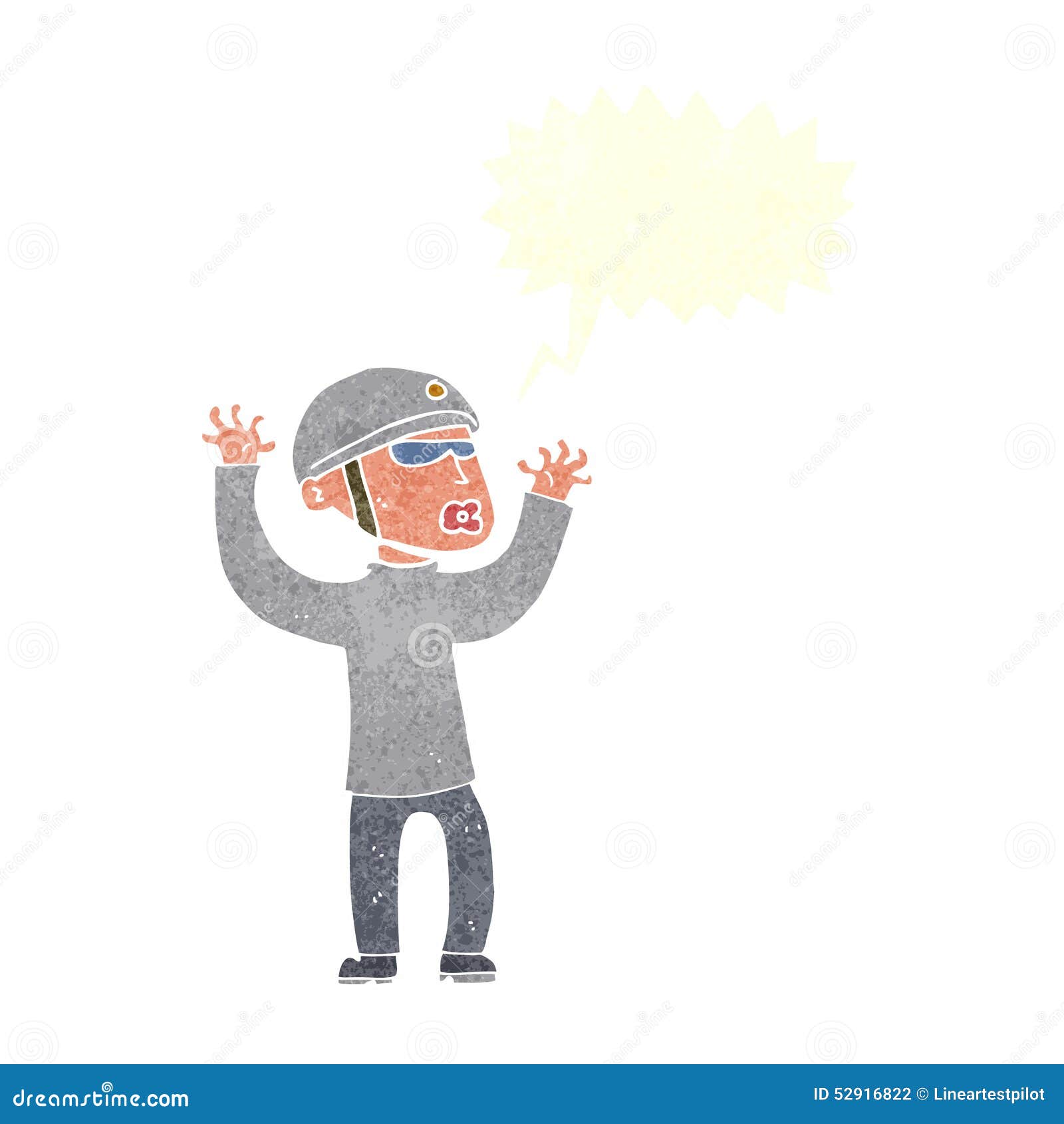 Cartoon Security Man Panicking with Speech Bubble Stock Illustration ...