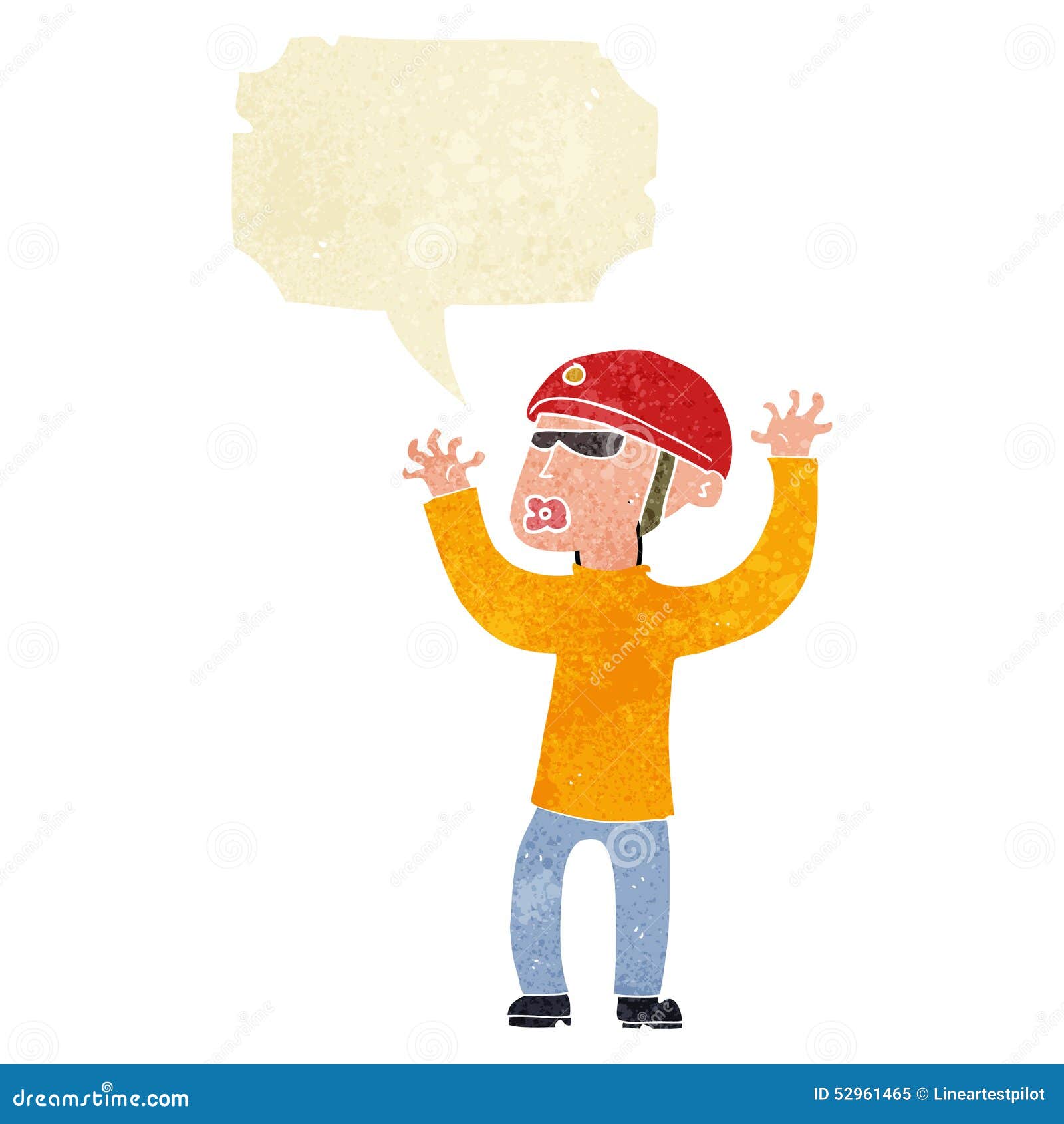 Cartoon Security Man Panicking with Speech Bubble Stock Illustration ...