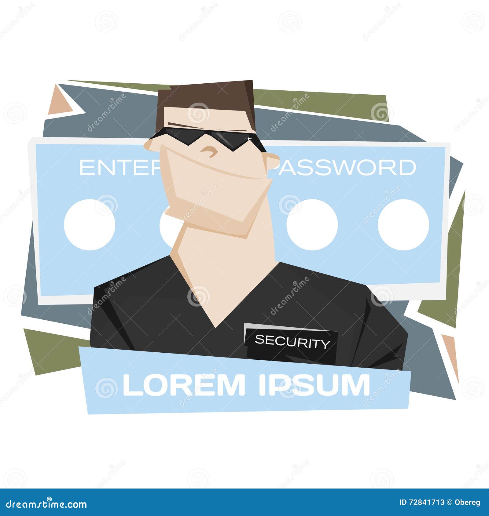 Cartoon Security Man with Sunglasses Vector Illustration. Stock Vector ...