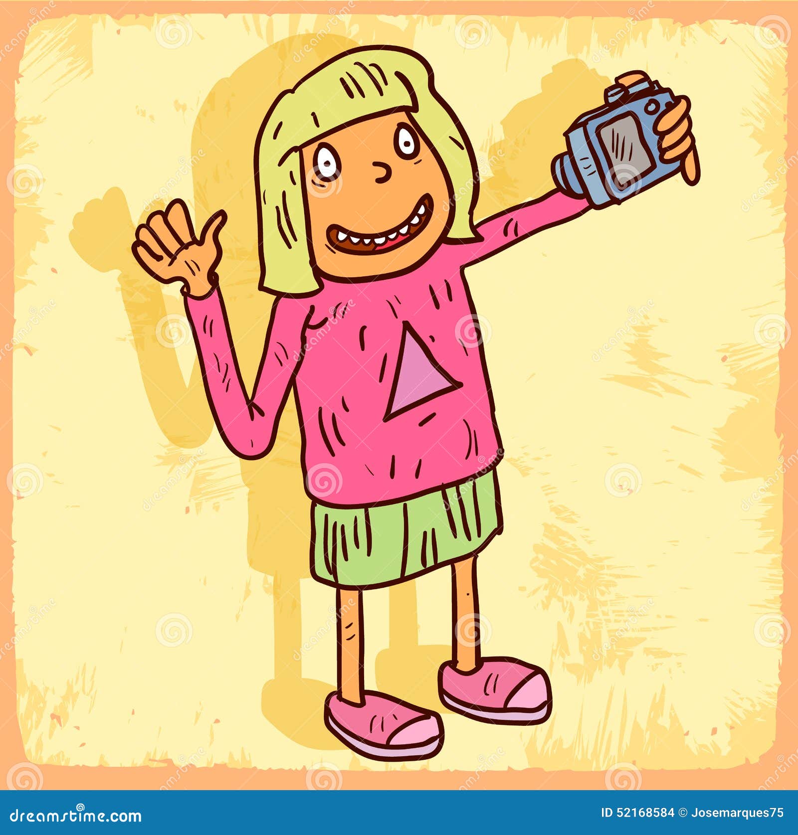 Cartoon Selfie Girls Vector Illustration 84313266