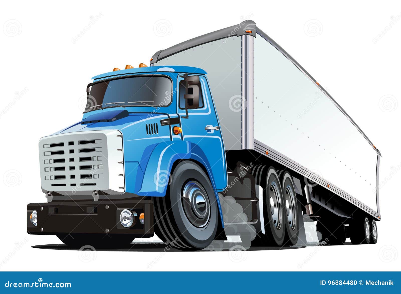 Cartoon semi truck stock vector. Illustration of blue - 96884480