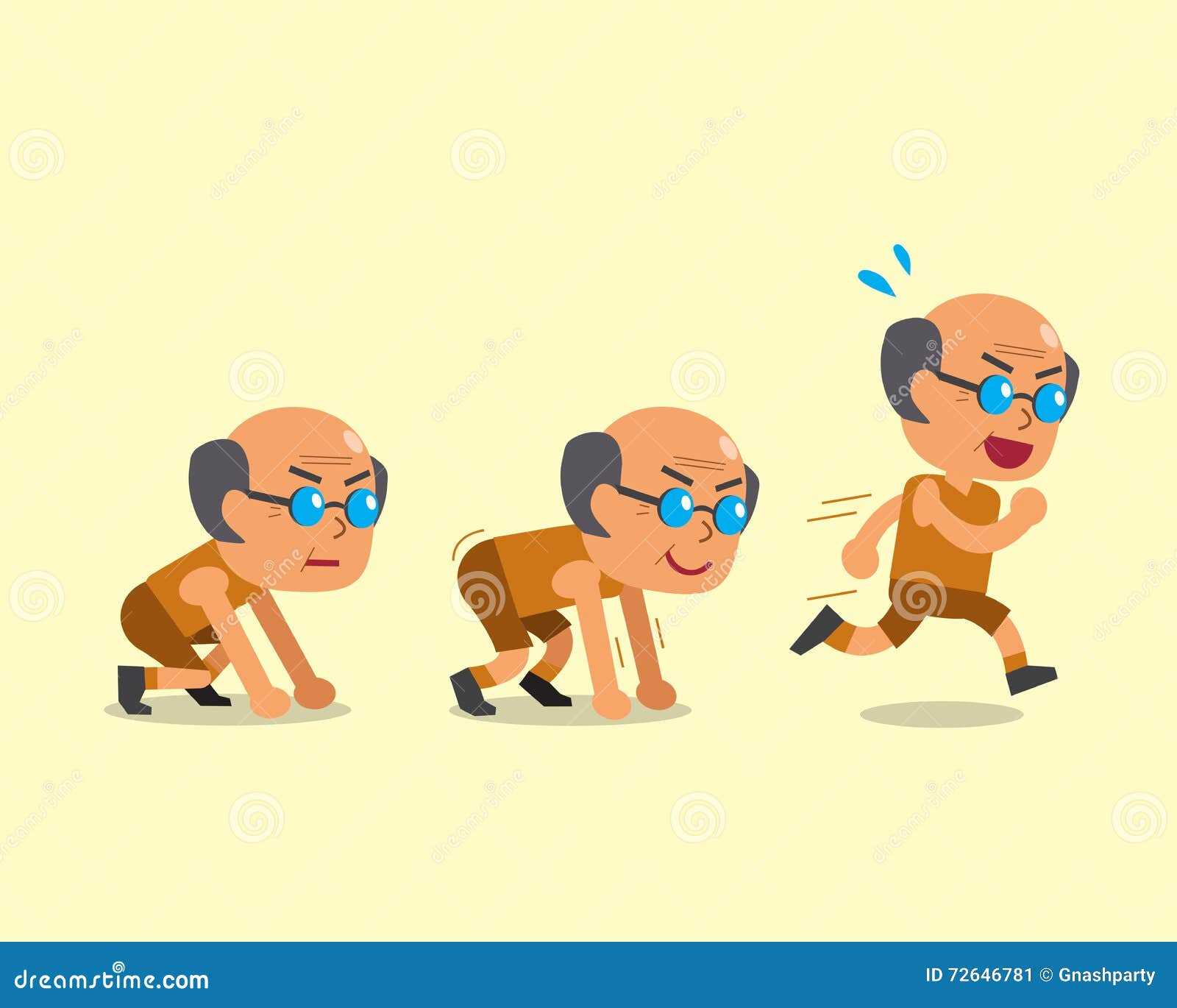 Cartoon Senior Man Running Step Stock Vector - Illustration of action ...