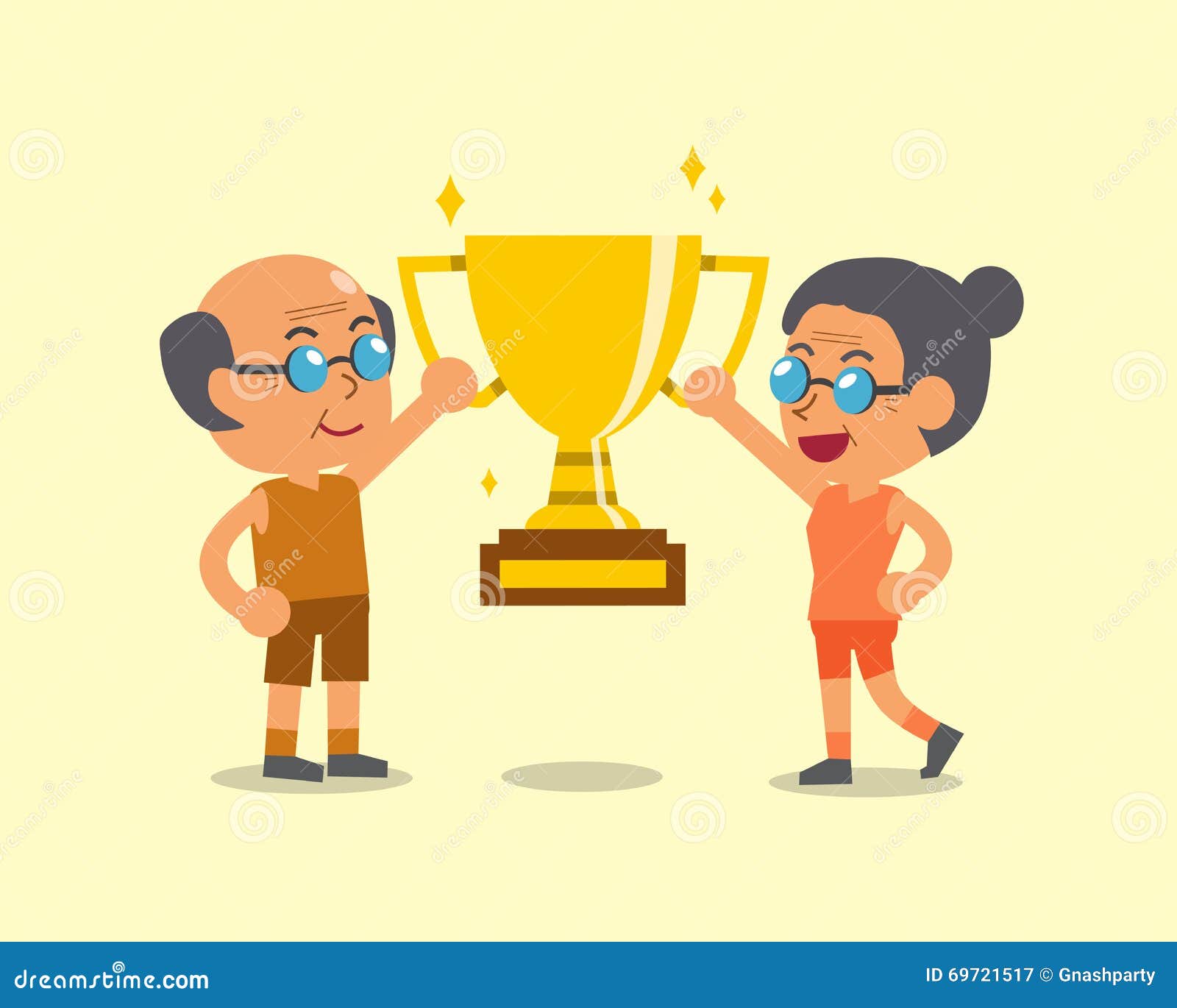 Cartoon Senior Man and Woman Holding Trophy Stock Vector - Illustration ... Cartoon Senior Man and Woman Holding Trophy Stock Vector - Illustration ...