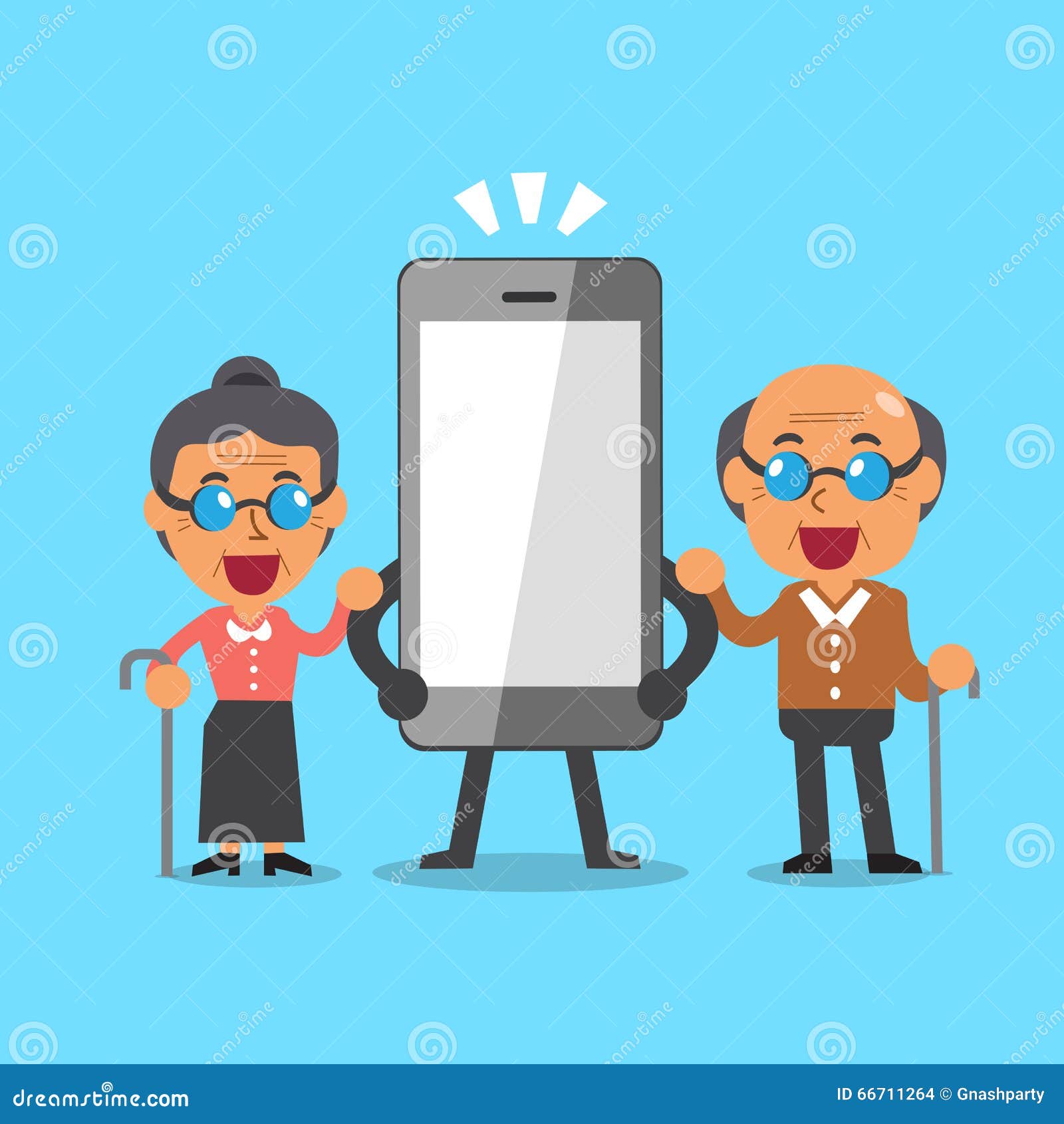 Cartoon Senior People And Smartphone Stock Vector - Image: 66711264
