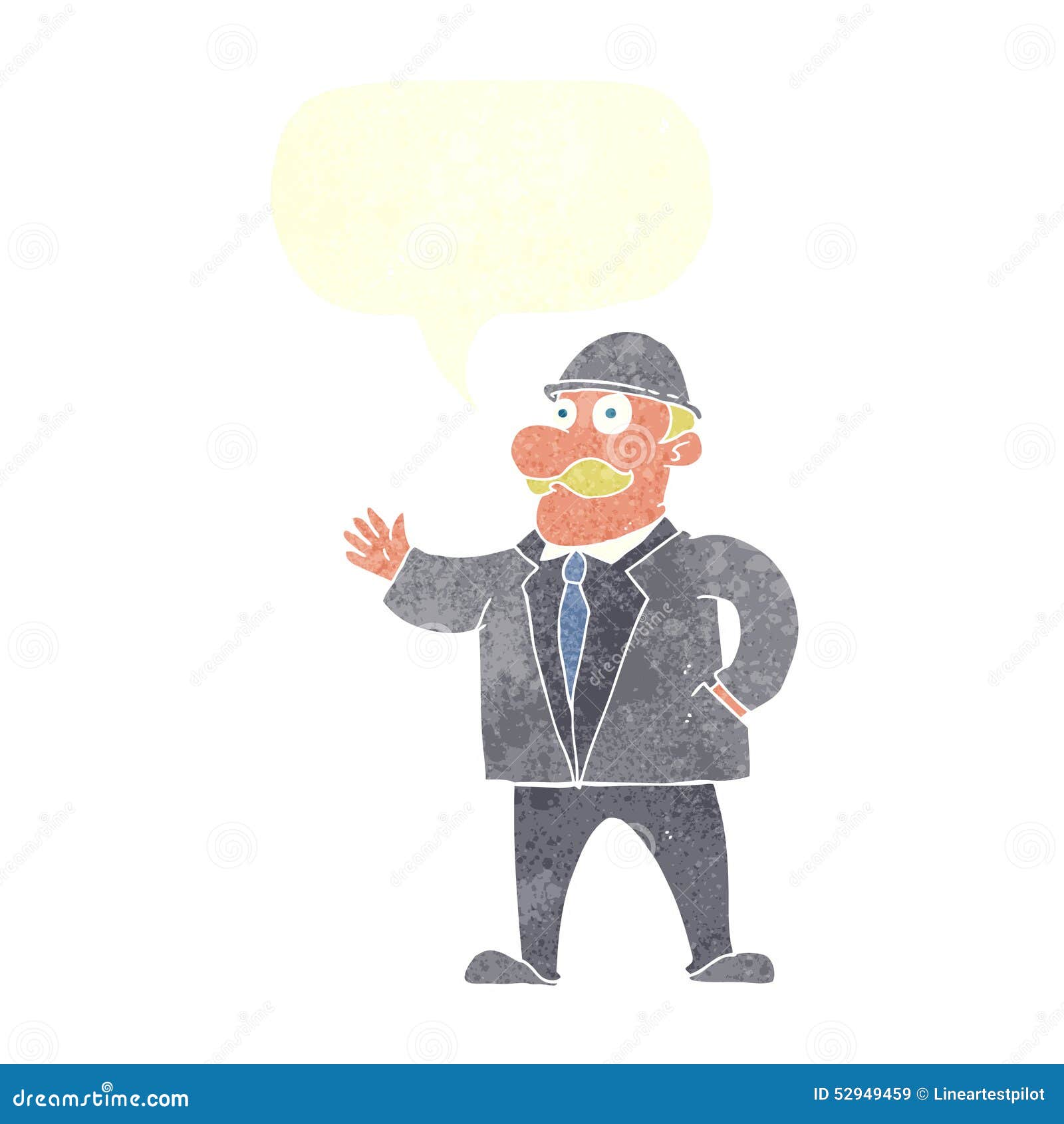 Cartoon Sensible Business Man in Bowler Hat with Speech Bubble Stock ...