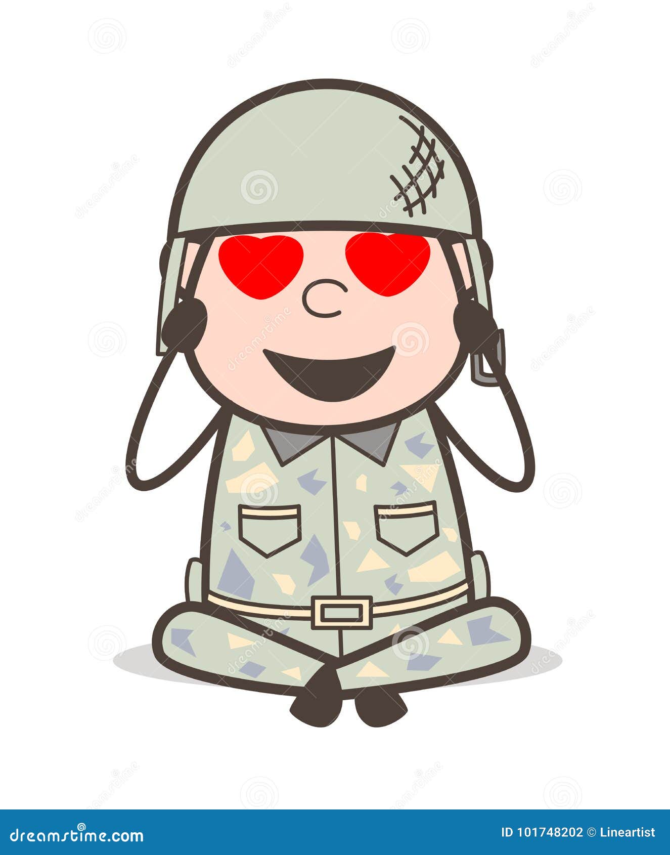 Cartoon Sergeant Falling in Love Vector Illustration Stock Illustration ...