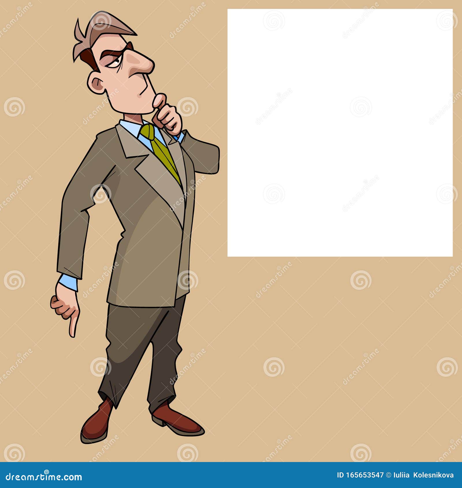 Cartoon Serious Muscular Man Posing Tensing Biceps Vector Illustration ...