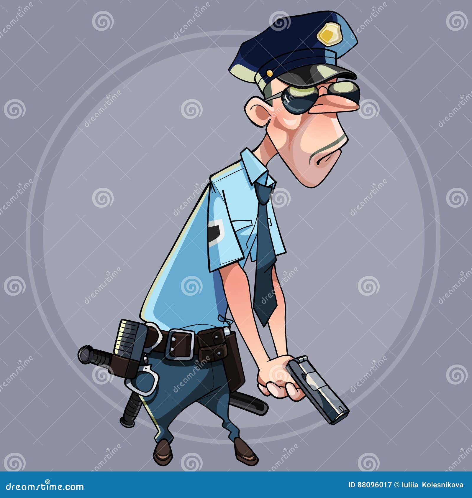Cartoon Serious Man in Police Uniform Holding a Gun Stock Vector ... Cartoon Serious Man in Police Uniform Holding a Gun Stock Vector ...