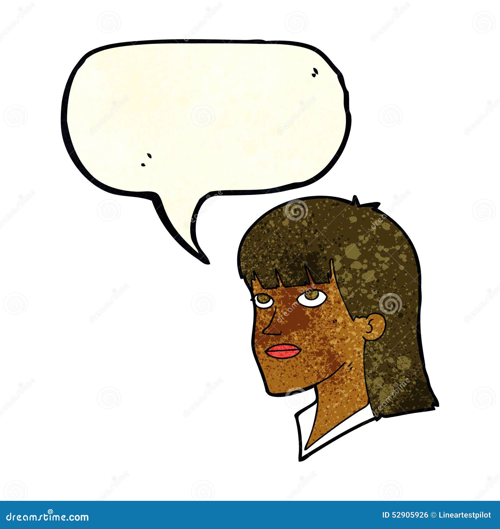 Cartoon Serious Woman with Speech Bubble Stock Illustration ...