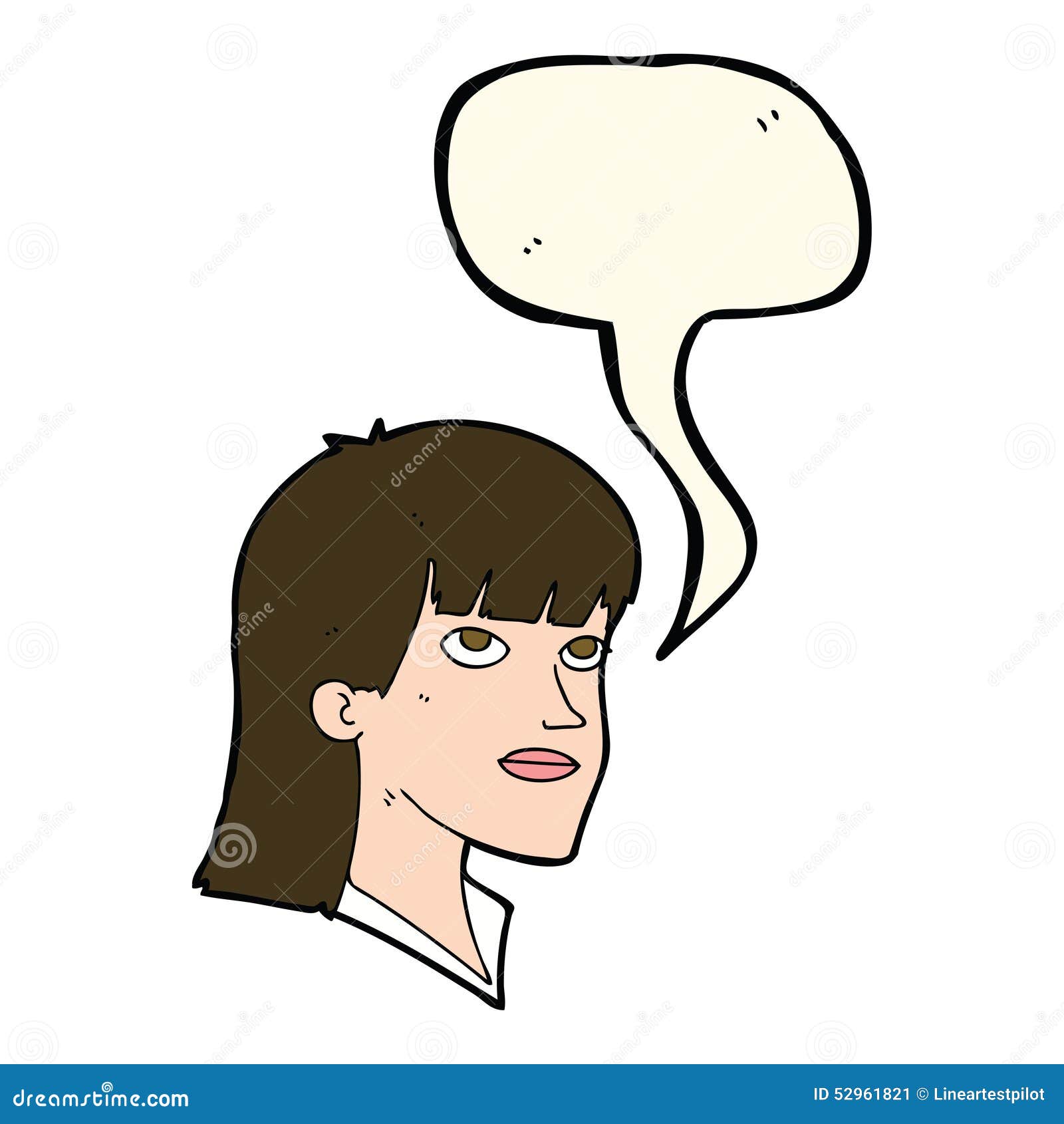 Cartoon Serious Woman with Speech Bubble Stock Illustration ...