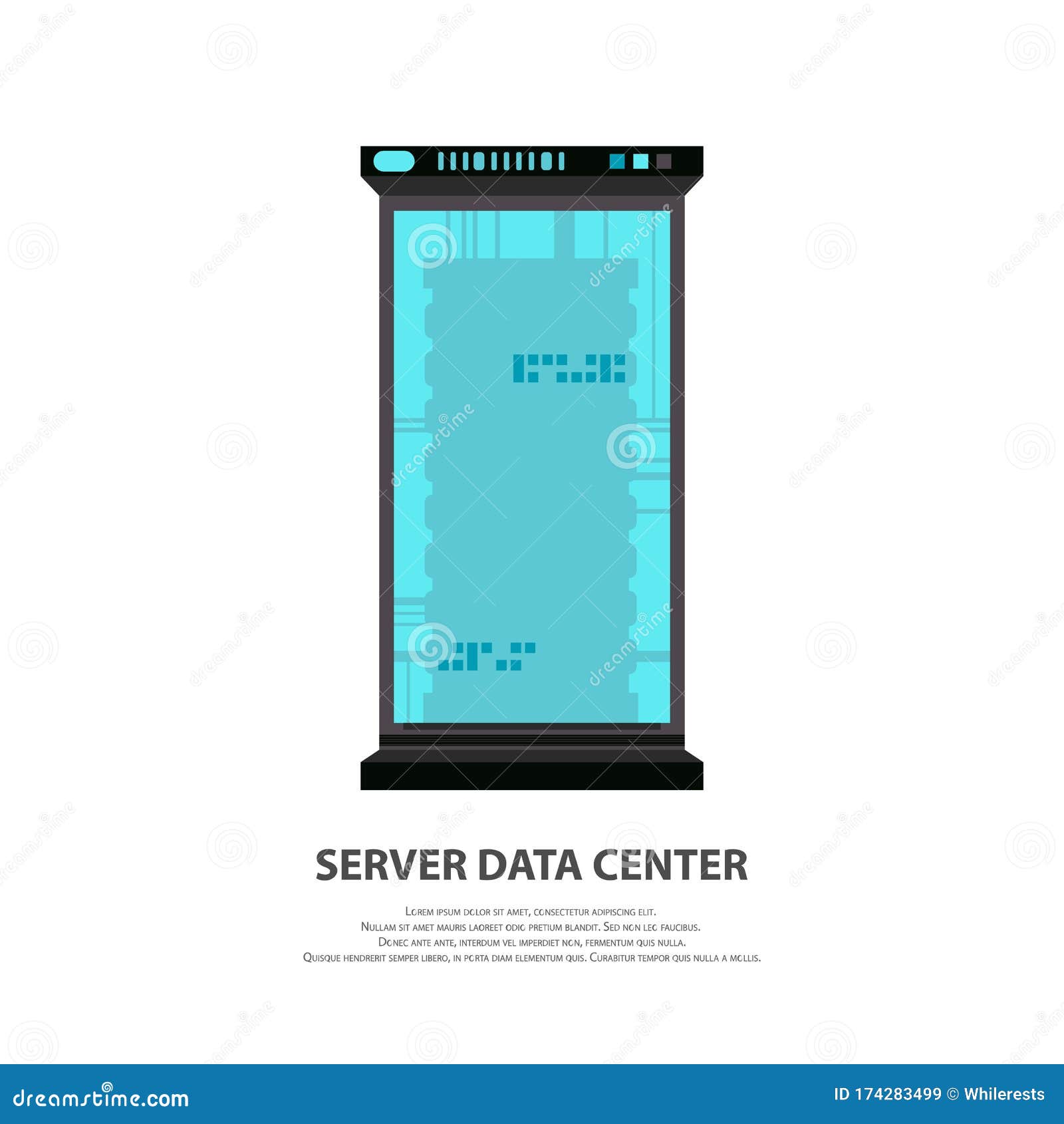 Cartoon Server Room With Cabinets With Servers Vector Illustration ...