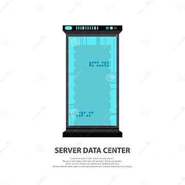 Cartoon Server Data Center Icon in Flat Style Isolated on White. Big ...